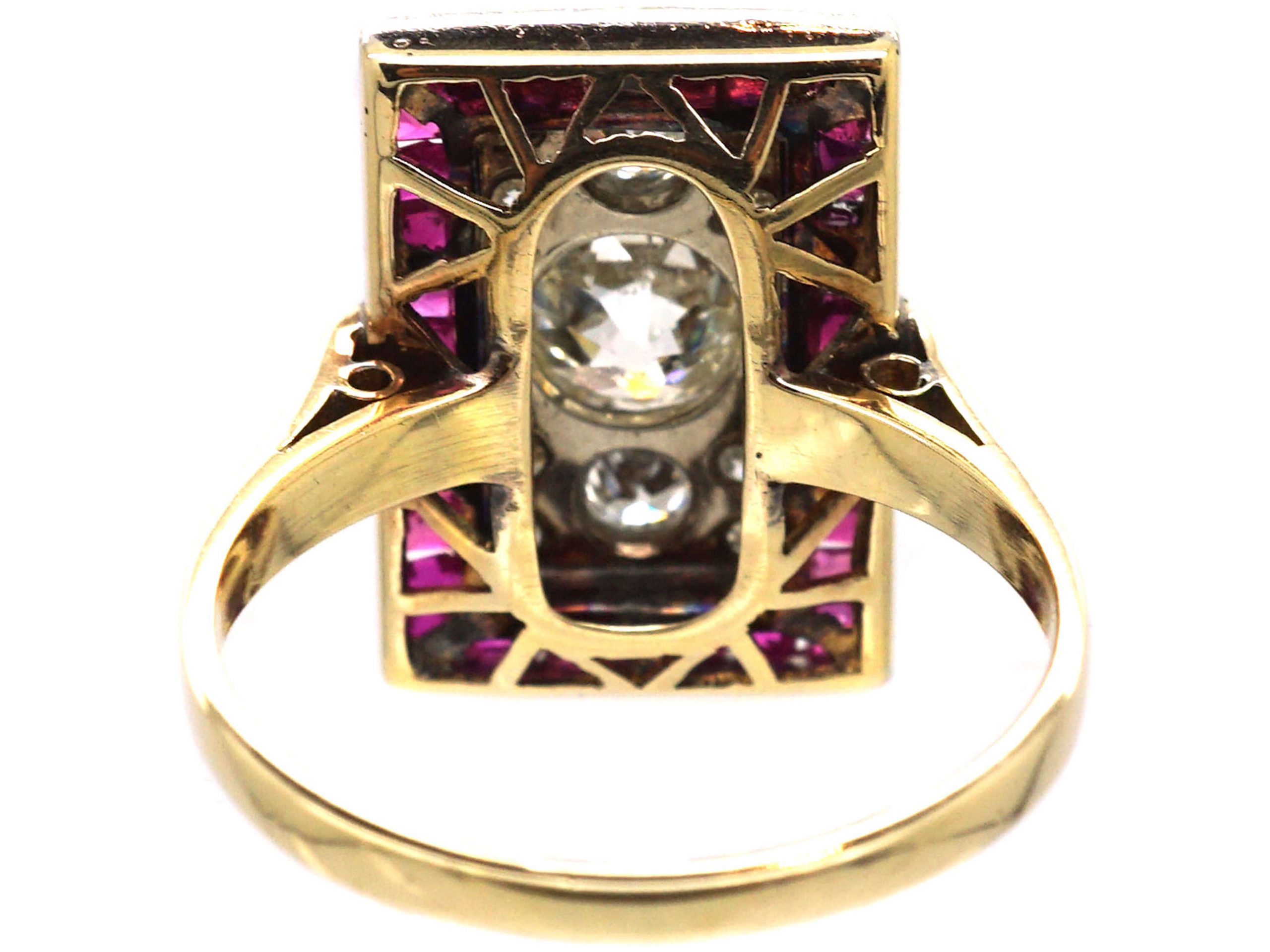 Art Deco 18ct Gold & Platinum, Diamond & Calibre Ruby Rectangular ...