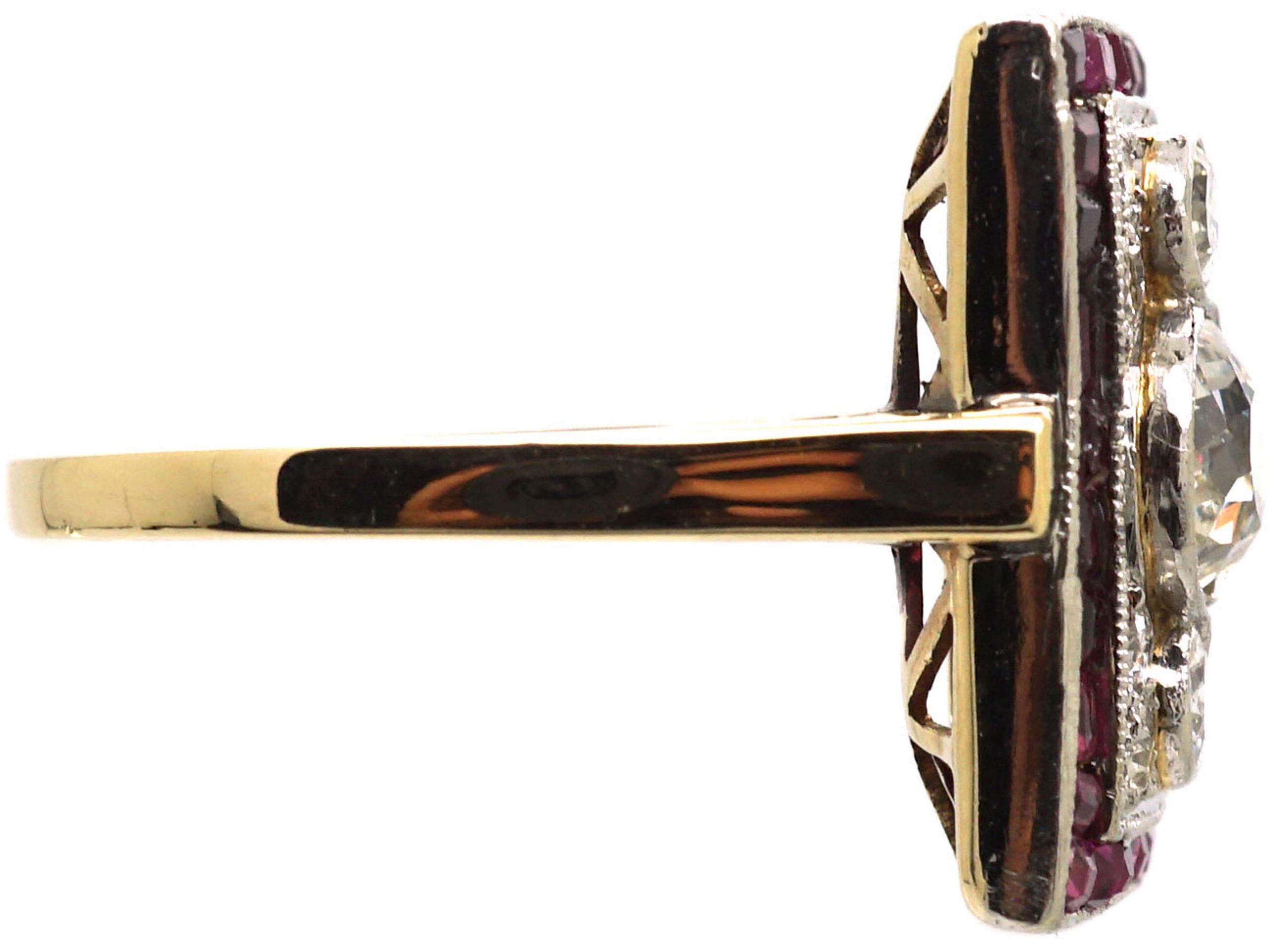 Art Deco 18ct Gold & Platinum, Diamond & Calibre Ruby Rectangular ...