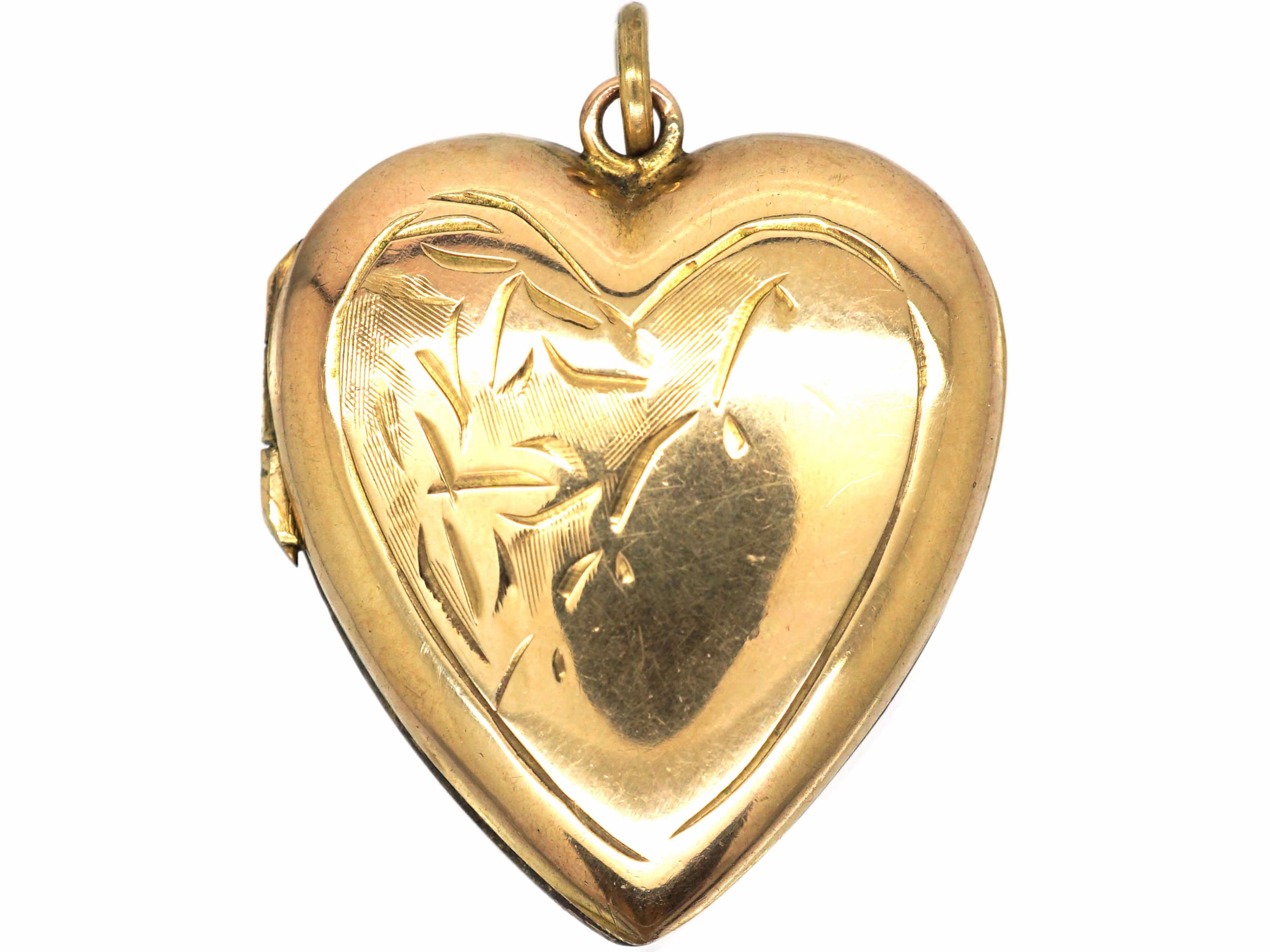 9ct Back & Front Heart Shaped Locket (481S) | The Antique Jewellery Company