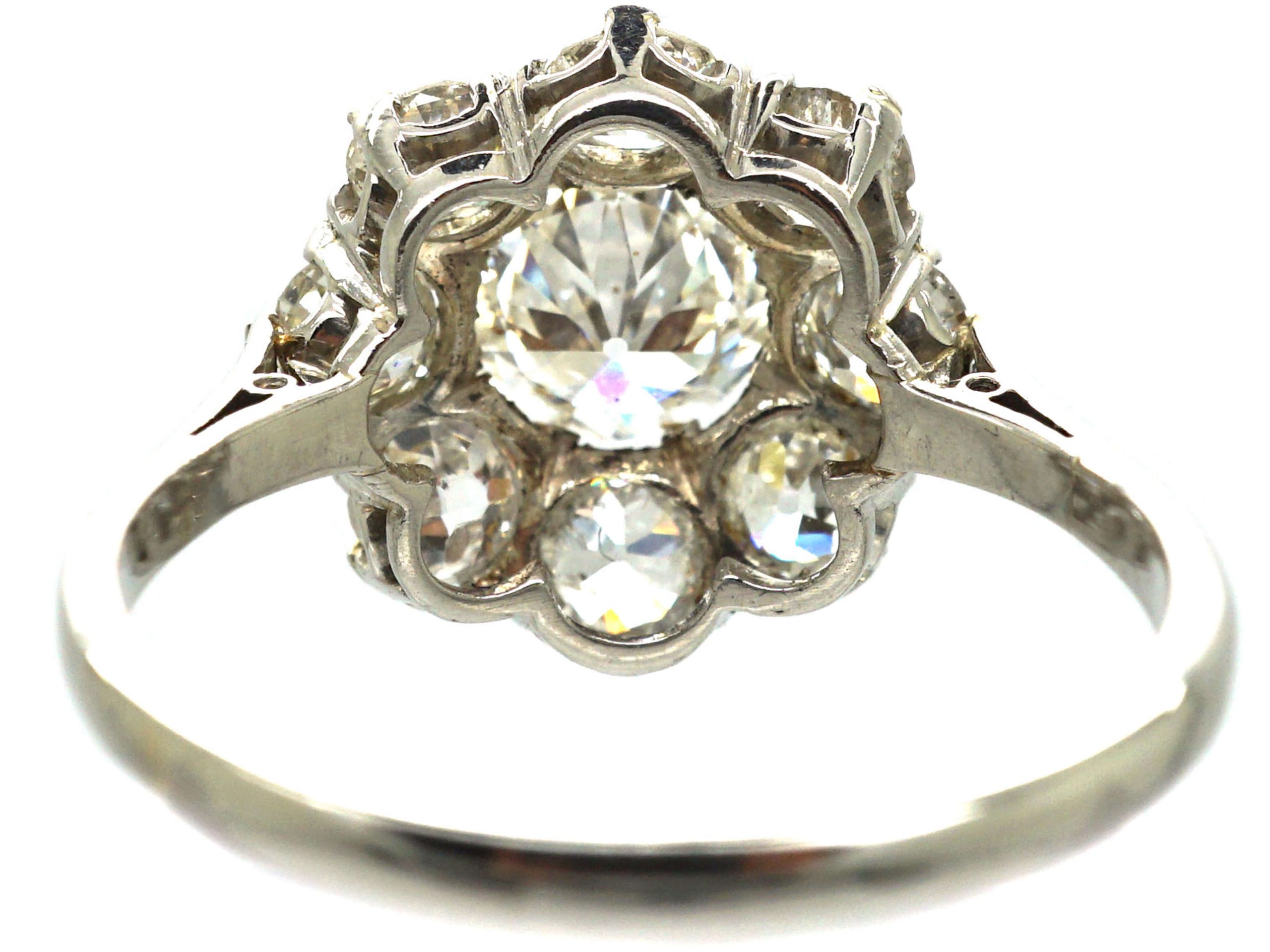 Platinum & Diamond Large Cluster Ring (715S) | The Antique Jewellery ...