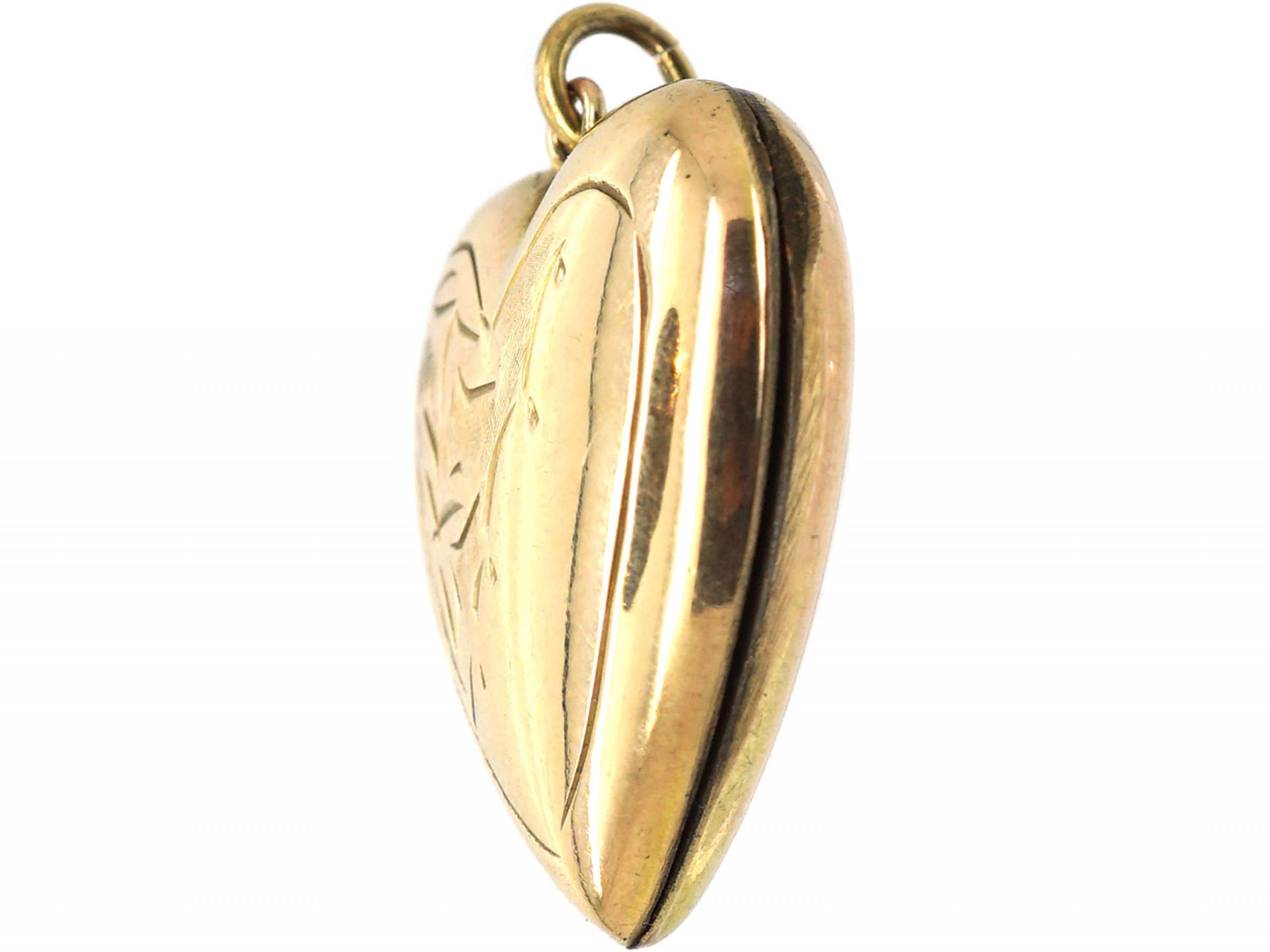 9ct Back & Front Heart Shaped Locket (481S) | The Antique Jewellery Company