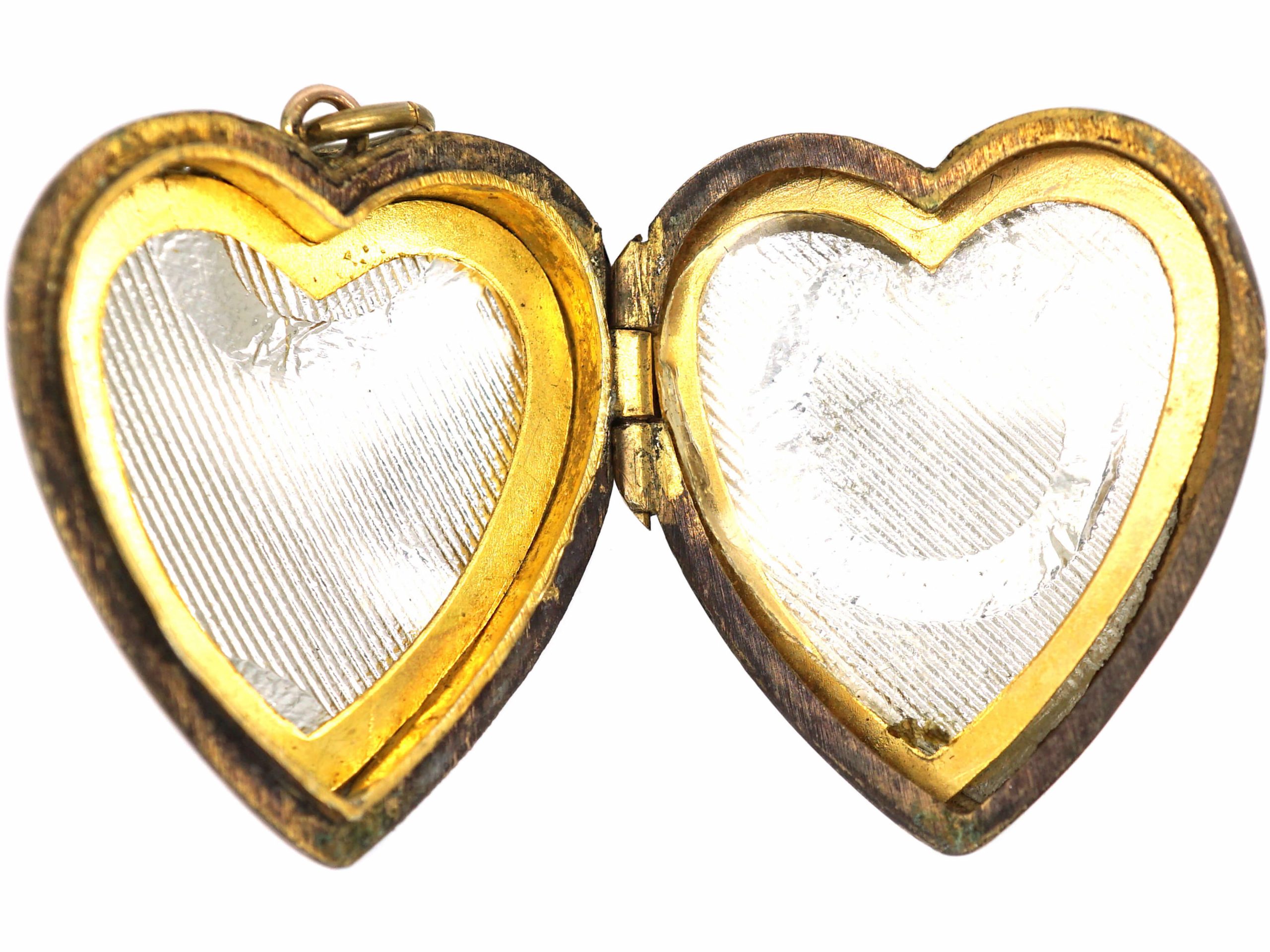 9ct Back & Front Heart Shaped Locket (481S) | The Antique Jewellery Company