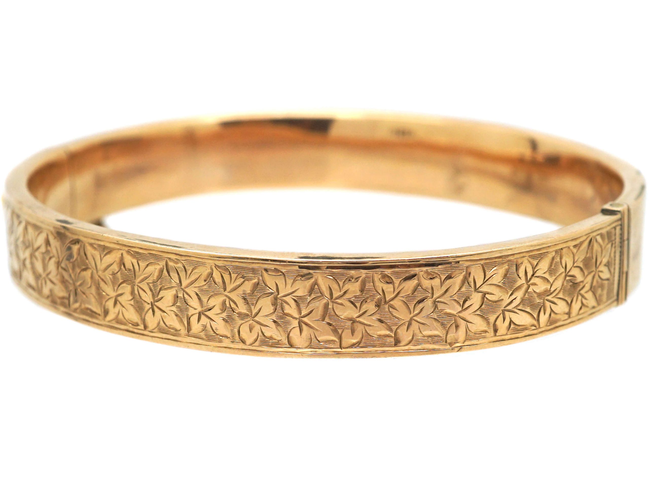 Edwardian 9ct Gold Bangle with Ivy Leaf Detail (673S) | The Antique ...