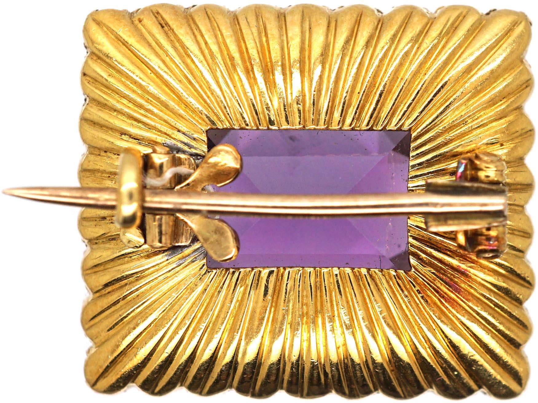 Edwardian Amethyst & Natural Split Pearl Rectangular Shaped Brooch ...