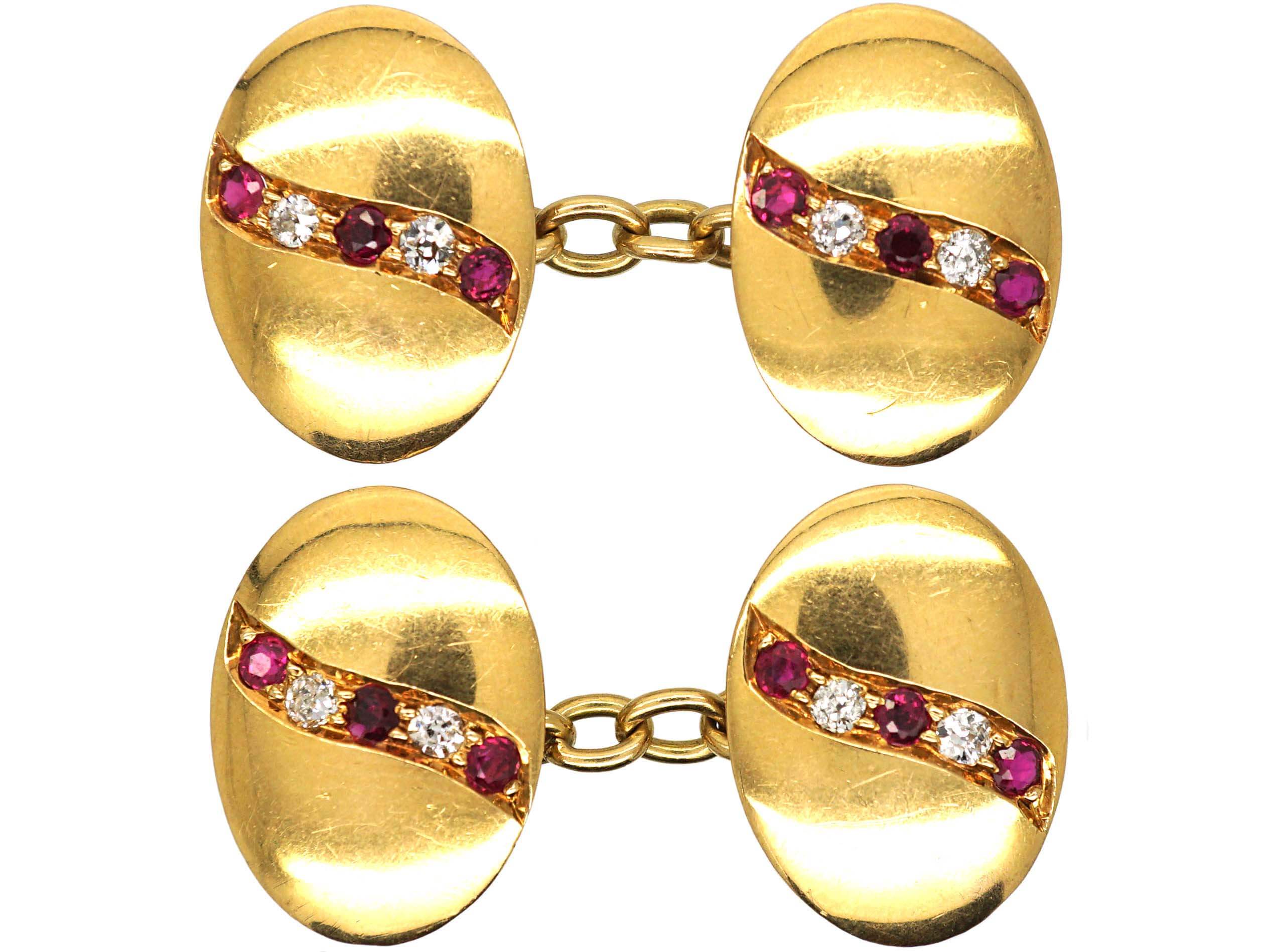 Edwardian 18ct Gold Cufflinks set with Rubies & Diamonds (665S) | The ...