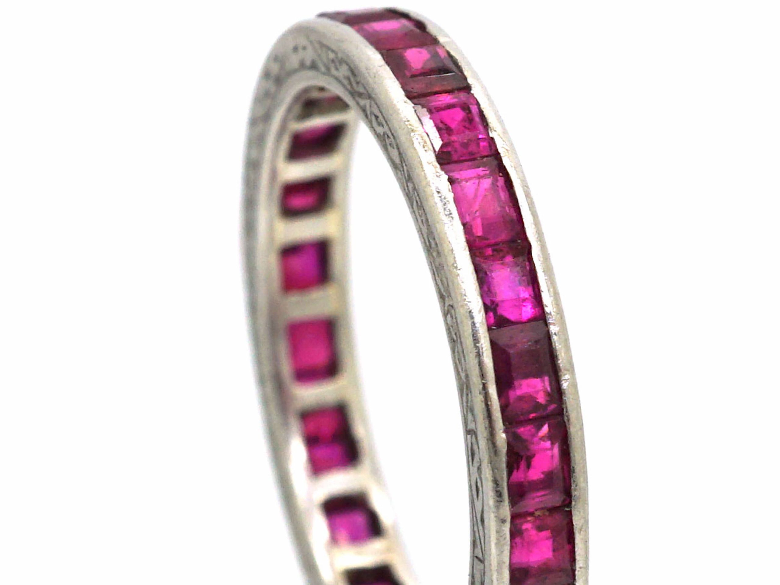 Art Deco Platinum & Ruby Eternity Ring with Engraved Sides (937S) | The ...