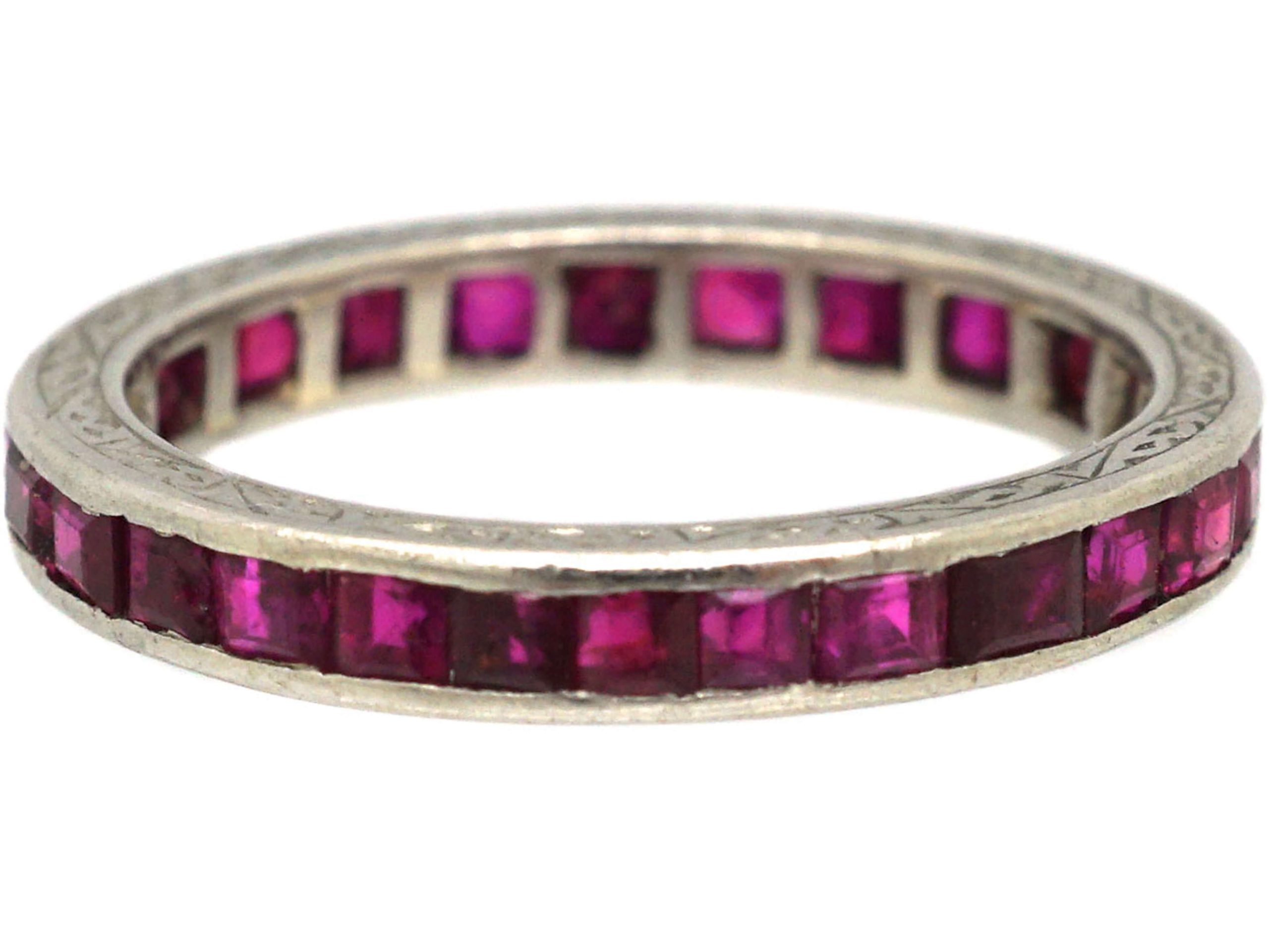 Art Deco Platinum & Ruby Eternity Ring with Engraved Sides (937S) | The ...