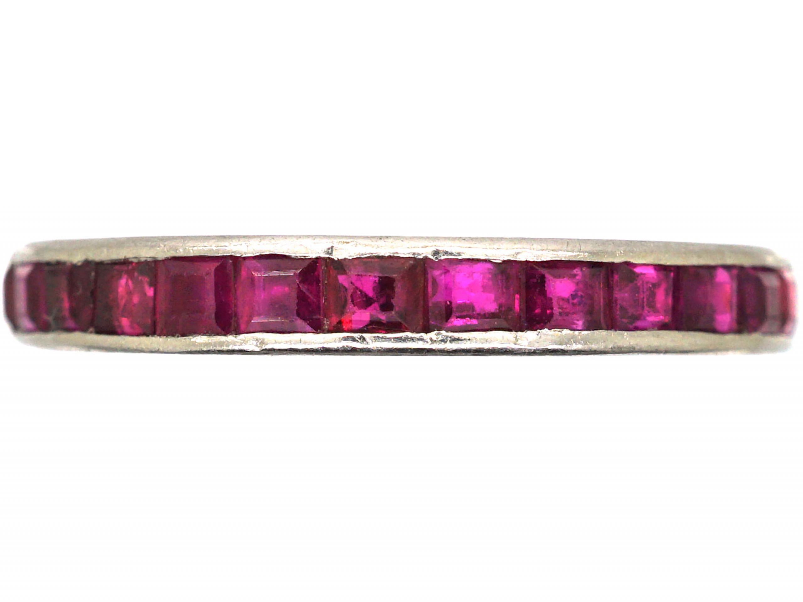 Art Deco Platinum & Ruby Eternity Ring with Engraved Sides (937S) | The ...