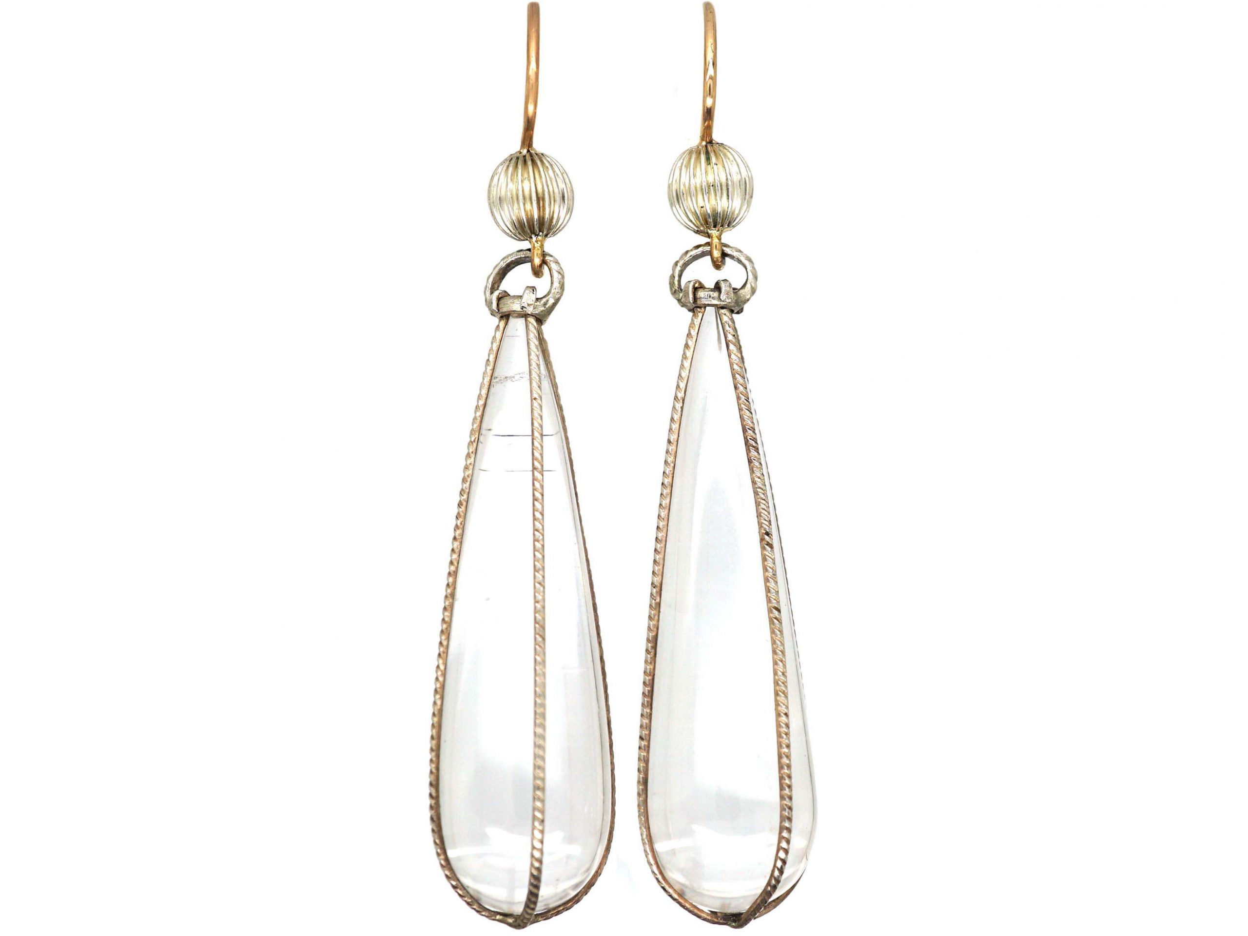 Victorian Rock Crystal Drop Earrings (870S) | The Antique Jewellery Company