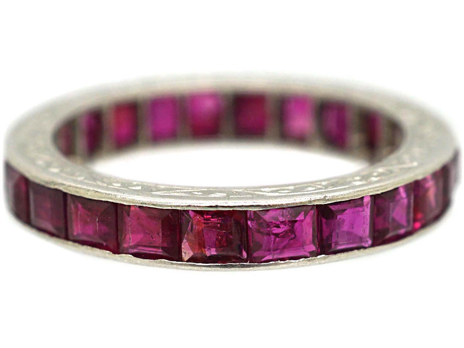 Art Deco Platinum & Ruby Eternity Ring (822S) | The Antique Jewellery ...