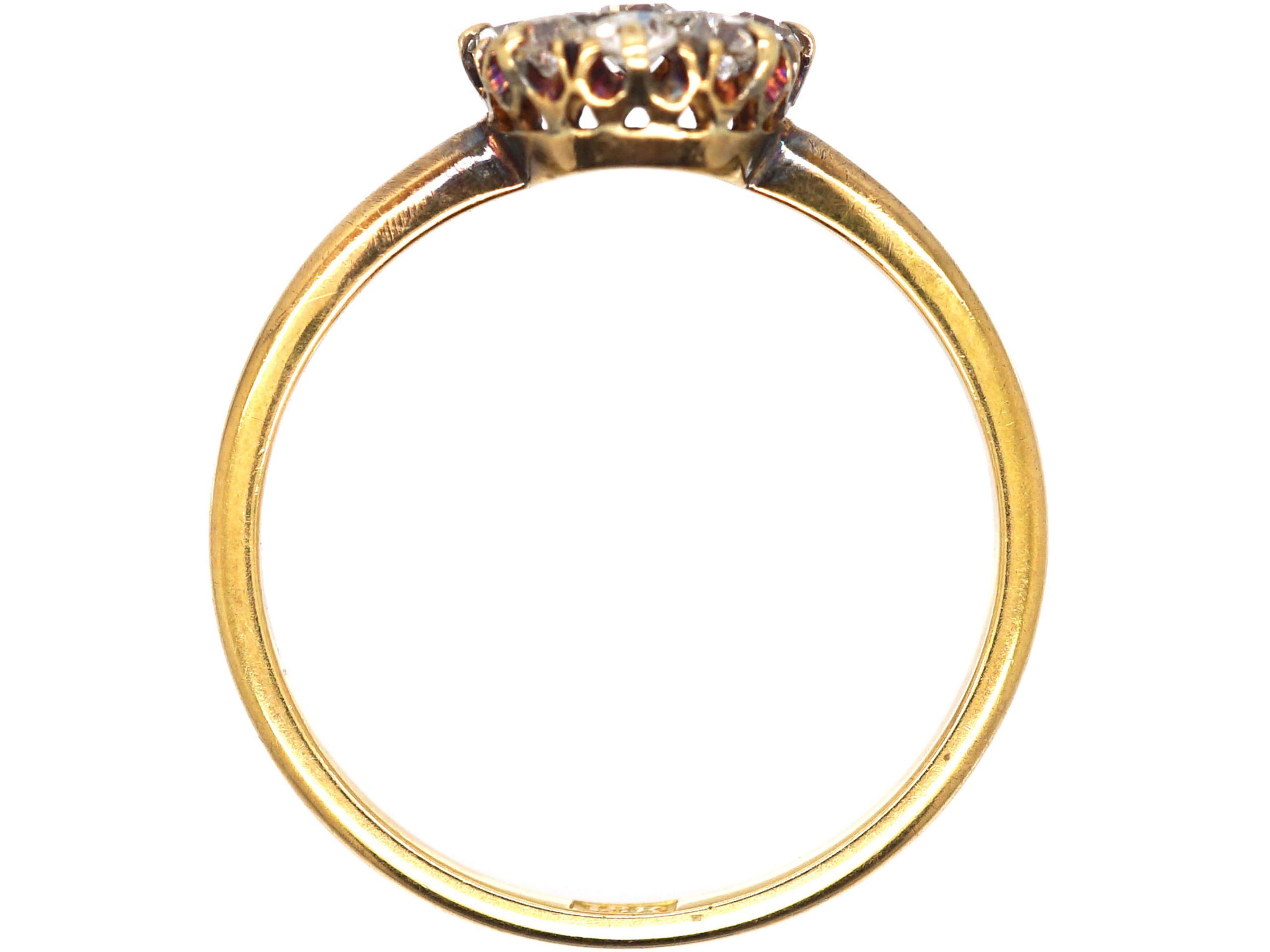 Edwardian 18ct Gold Diamond Daisy Cluster Ring (93T) | The Antique ...