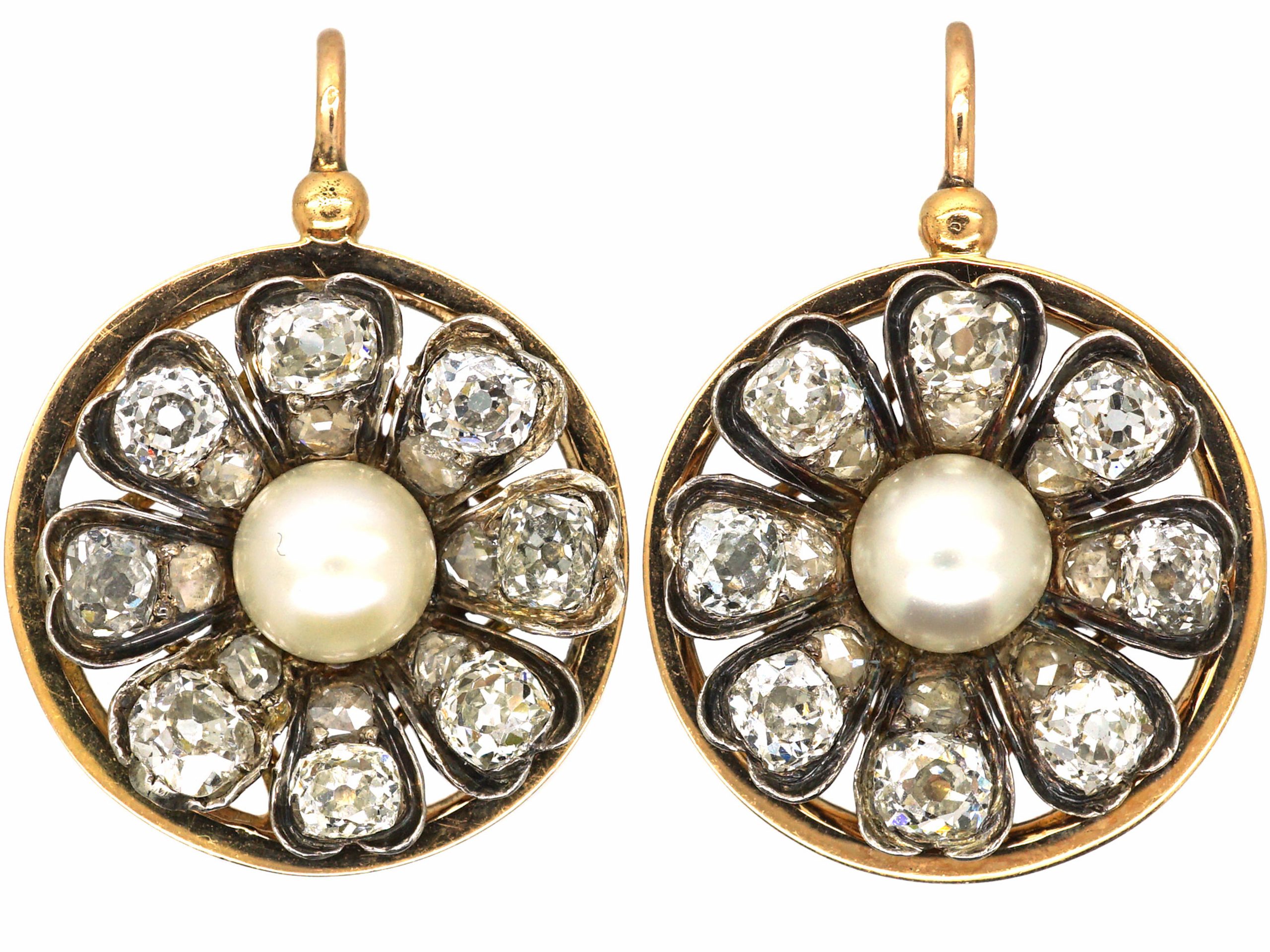 French 18ct Gold Belle Epoque 18ct Gold, Old Mine Cut Diamond & Natural ...