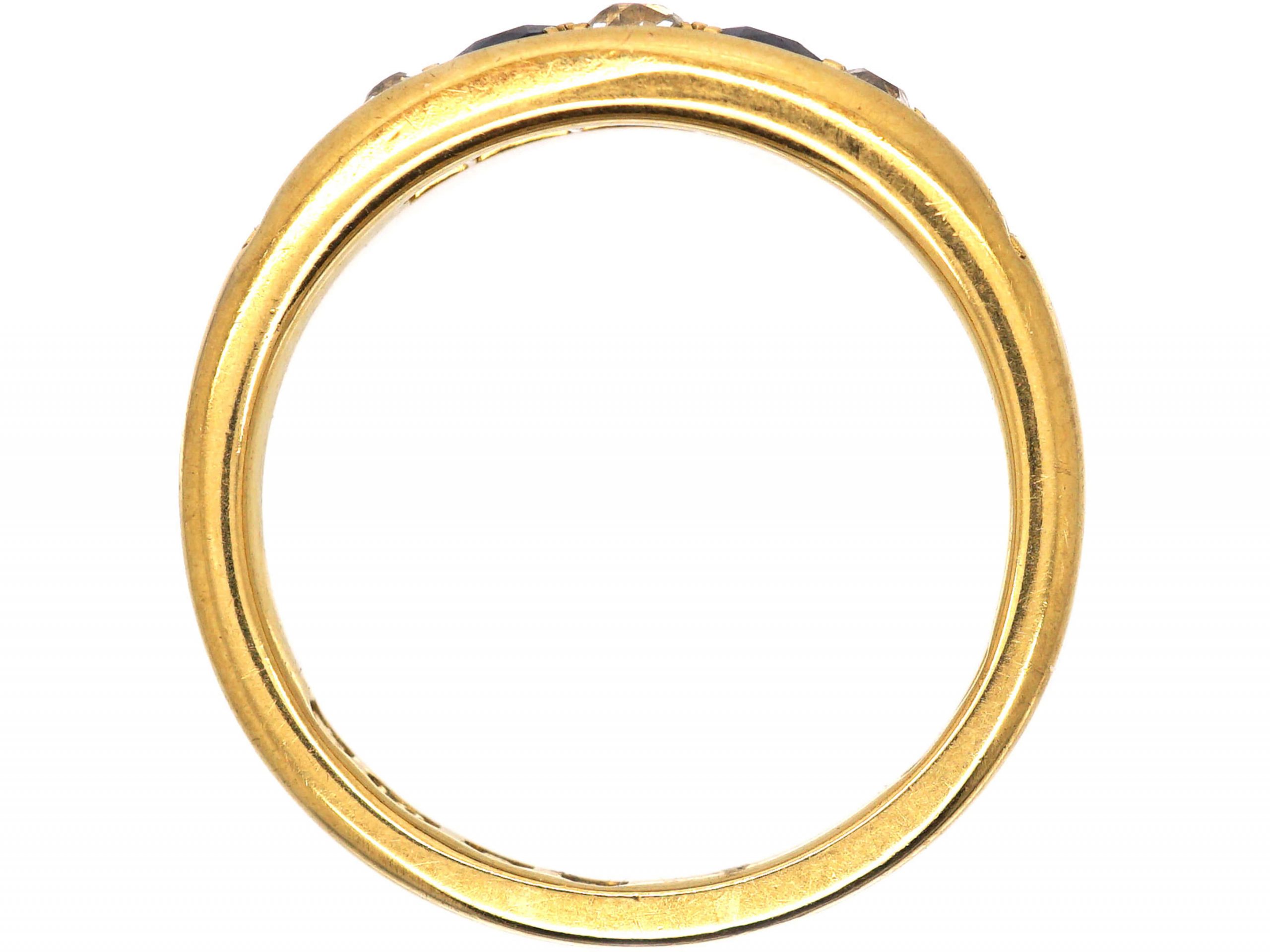 Victorian 18ct Gold Boat Shaped Ring set with Sapphires & Diamonds (67T ...