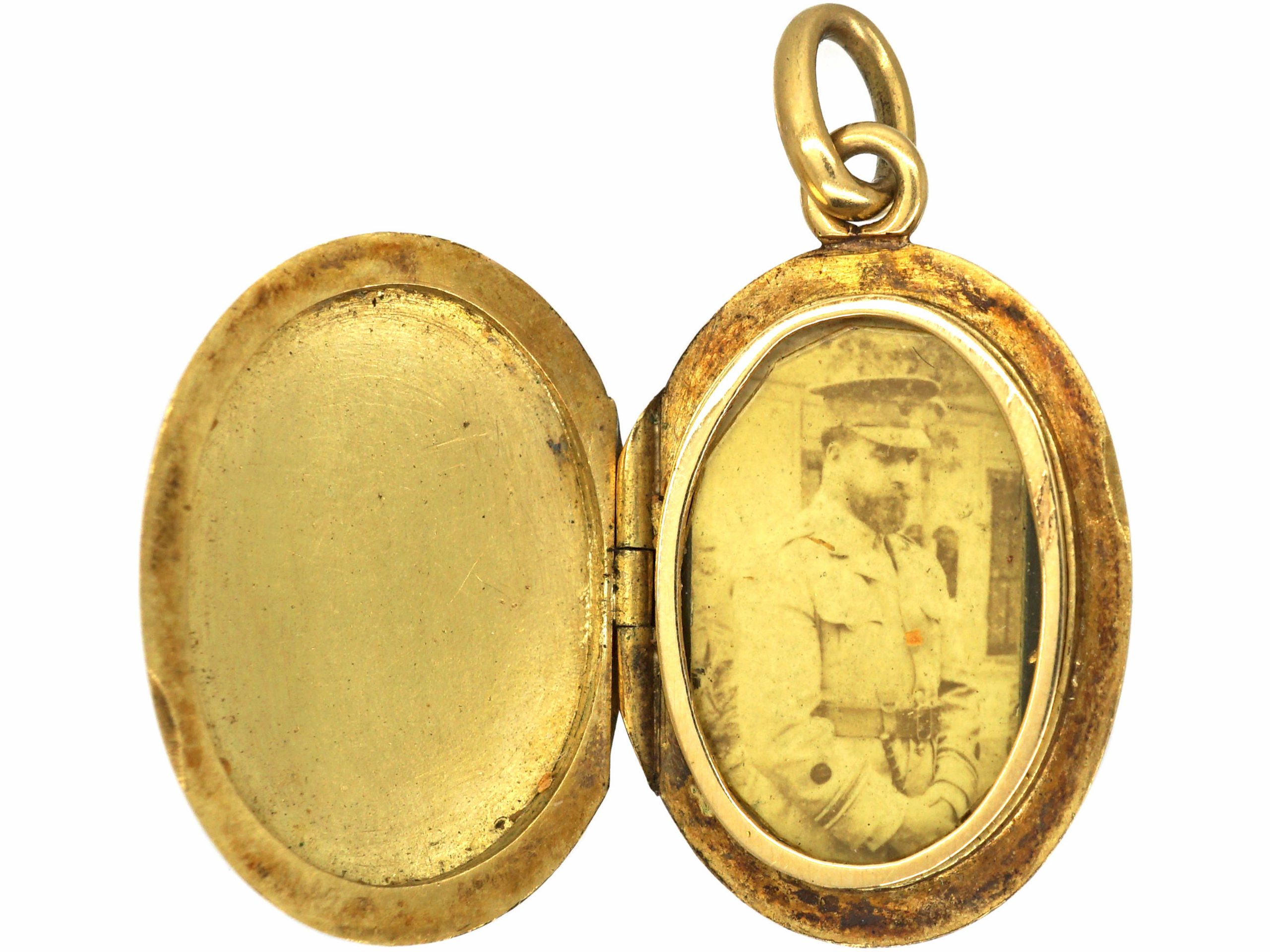 Edwardian 15ct Gold, Plain Oval Locket (913S) | The Antique Jewellery ...