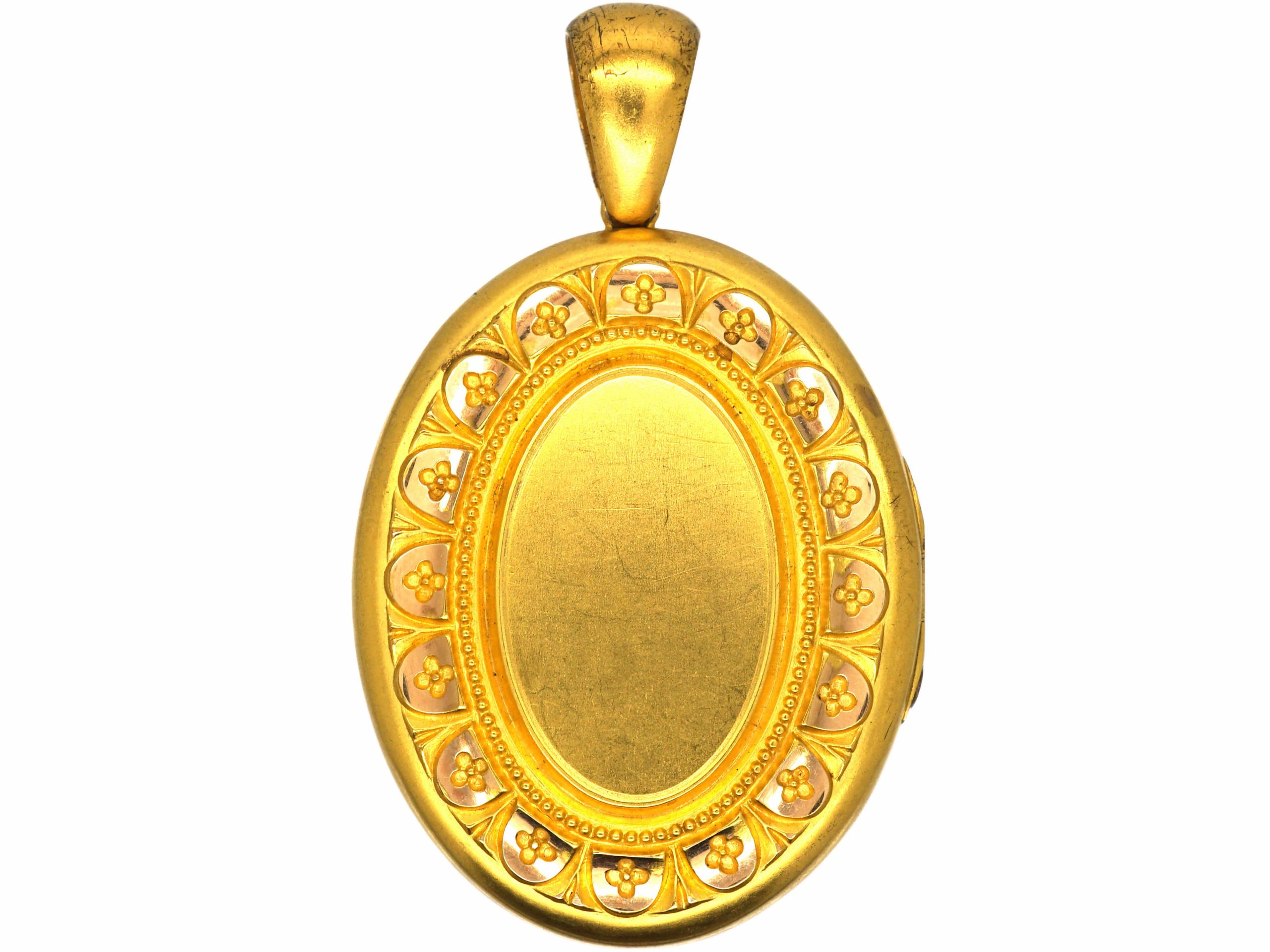Victorian 15ct Gold Oval Locket (65T) | The Antique Jewellery Company