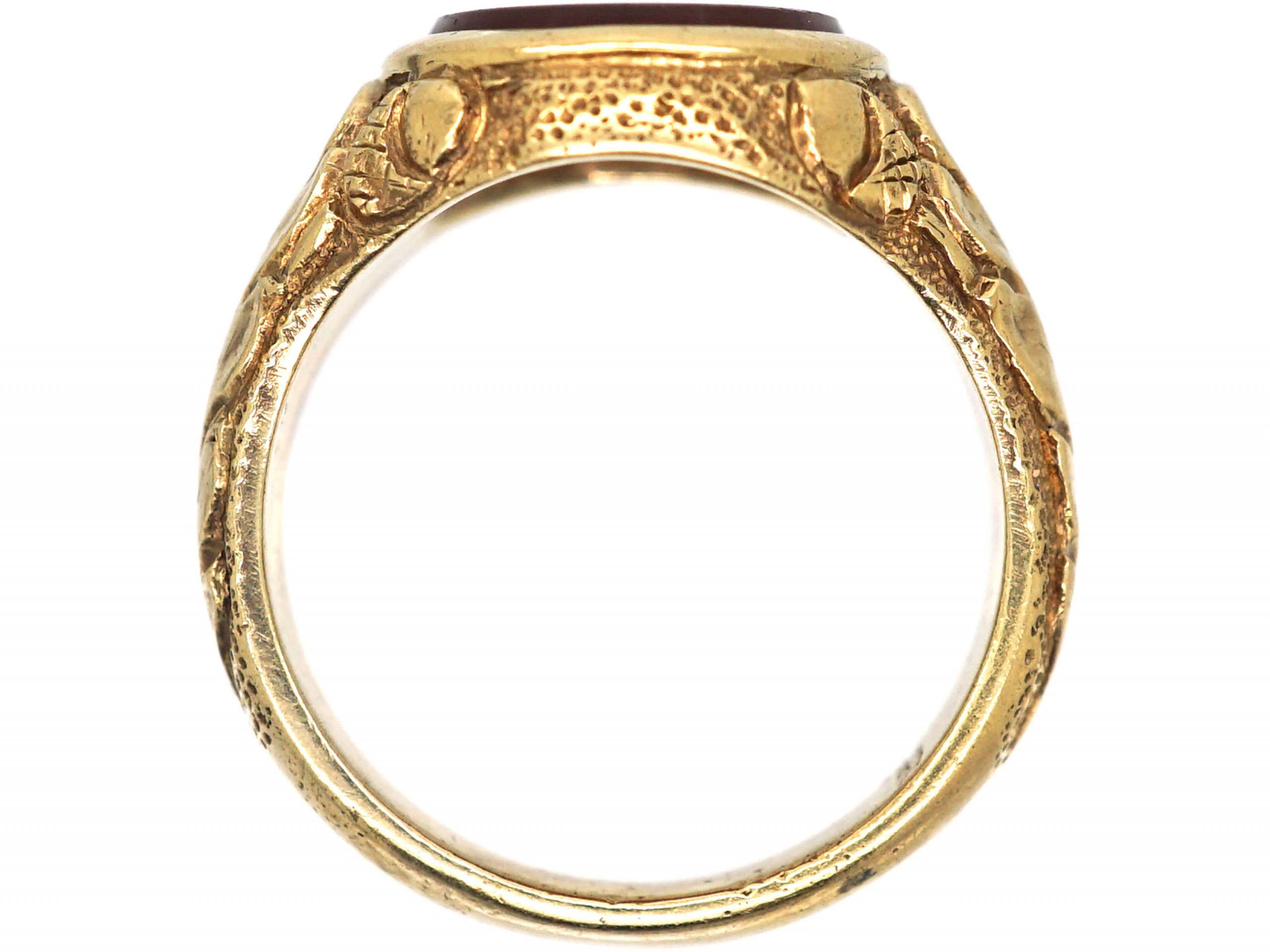 Victorian 18ct Gold Signet Ring with Carnelian Intaglio of a Beehive ...