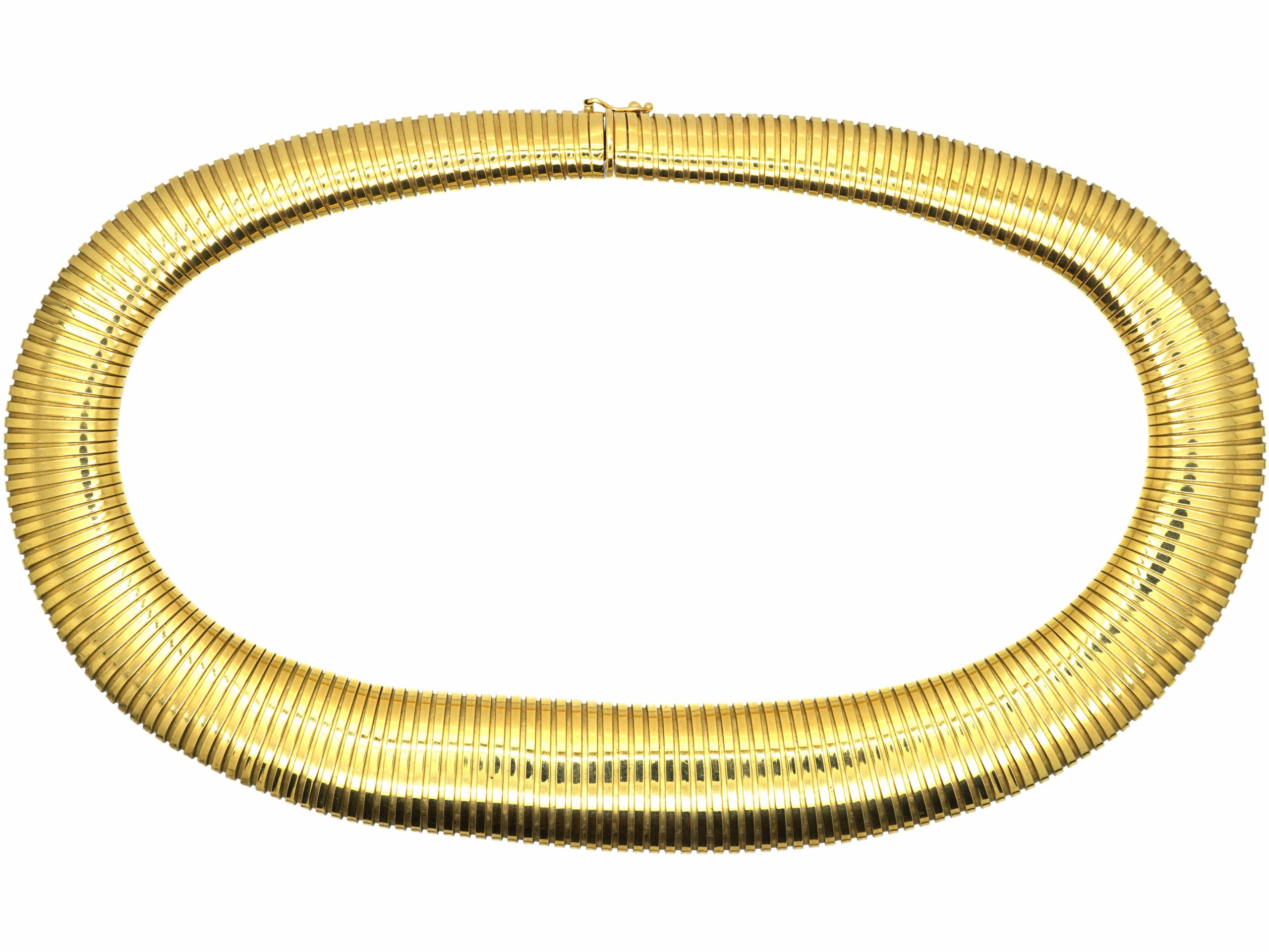 French Retro 18ct Gold Tubo-Gas Graduated Collar (904S) | The Antique ...