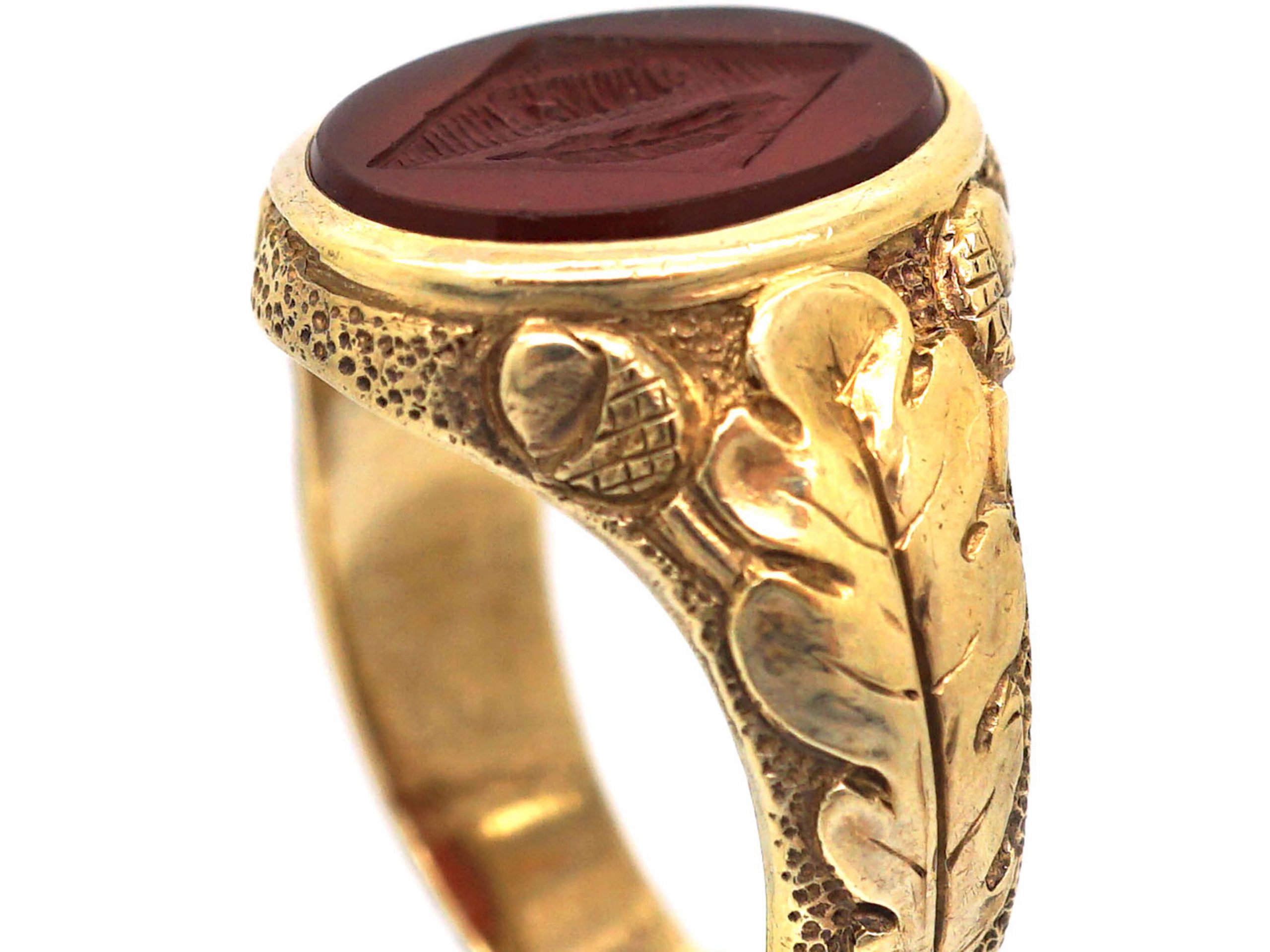 Victorian 18ct Gold Signet Ring with Carnelian Intaglio of a Beehive ...