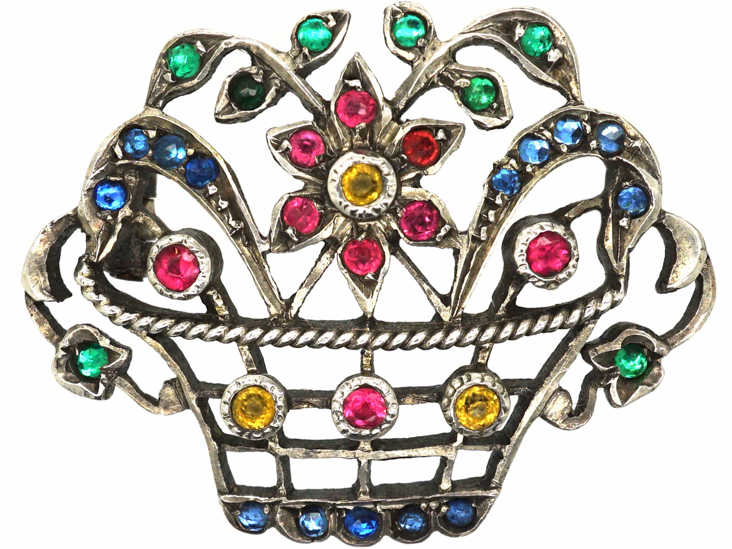 Edwardian Silver & Coloured Paste Giardinetti Brooch (945S) | The ...