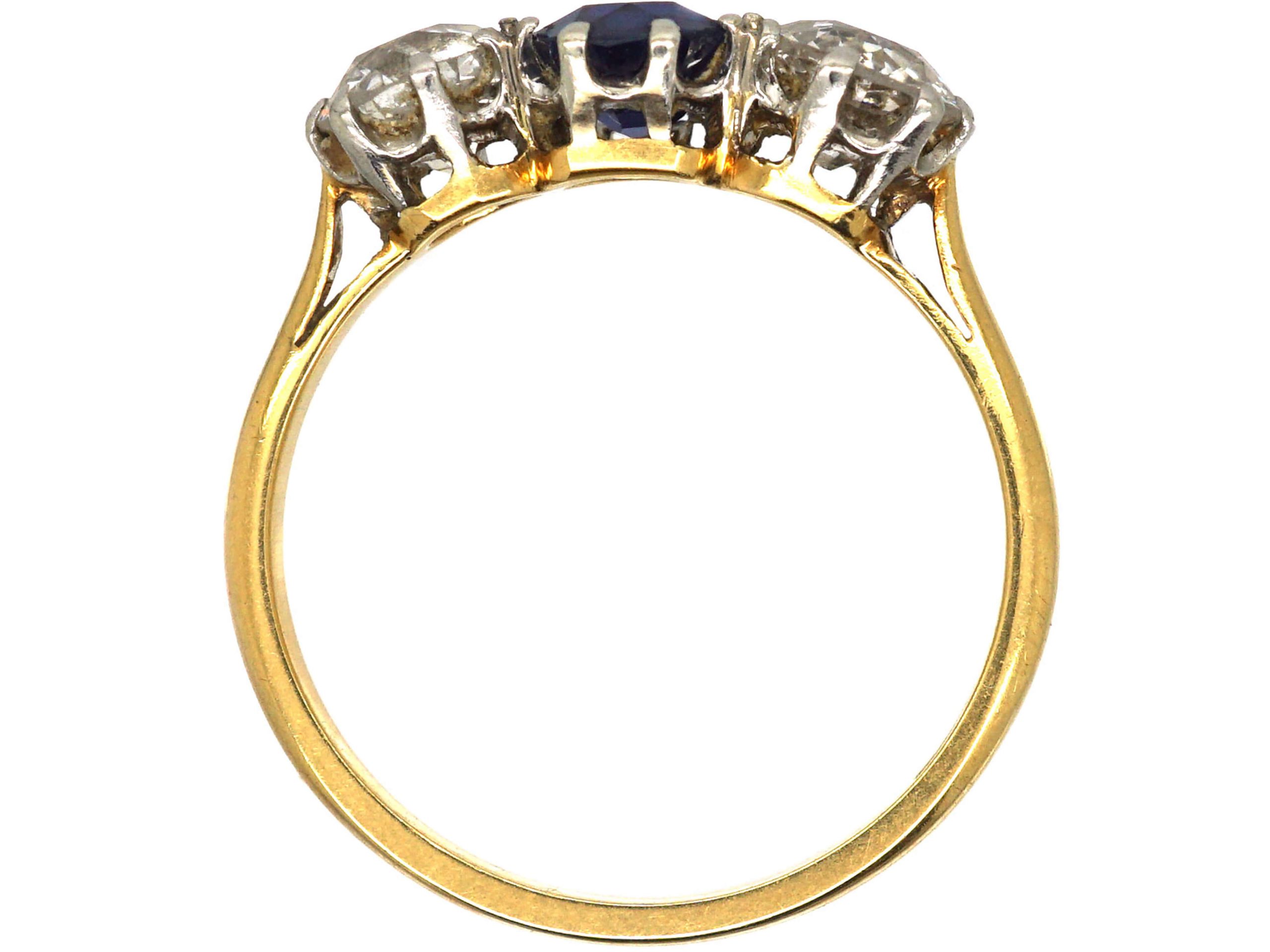 Early 20th Century 18ct Gold, Sapphire & Diamond Three Stone Ring (116T ...