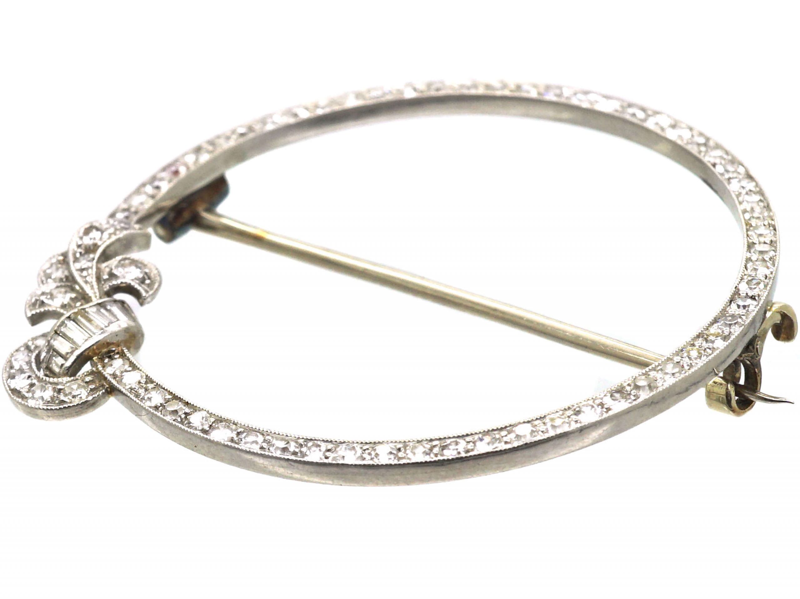 Art Deco Platinum & Diamond Circular Brooch (64T) | The Antique ...