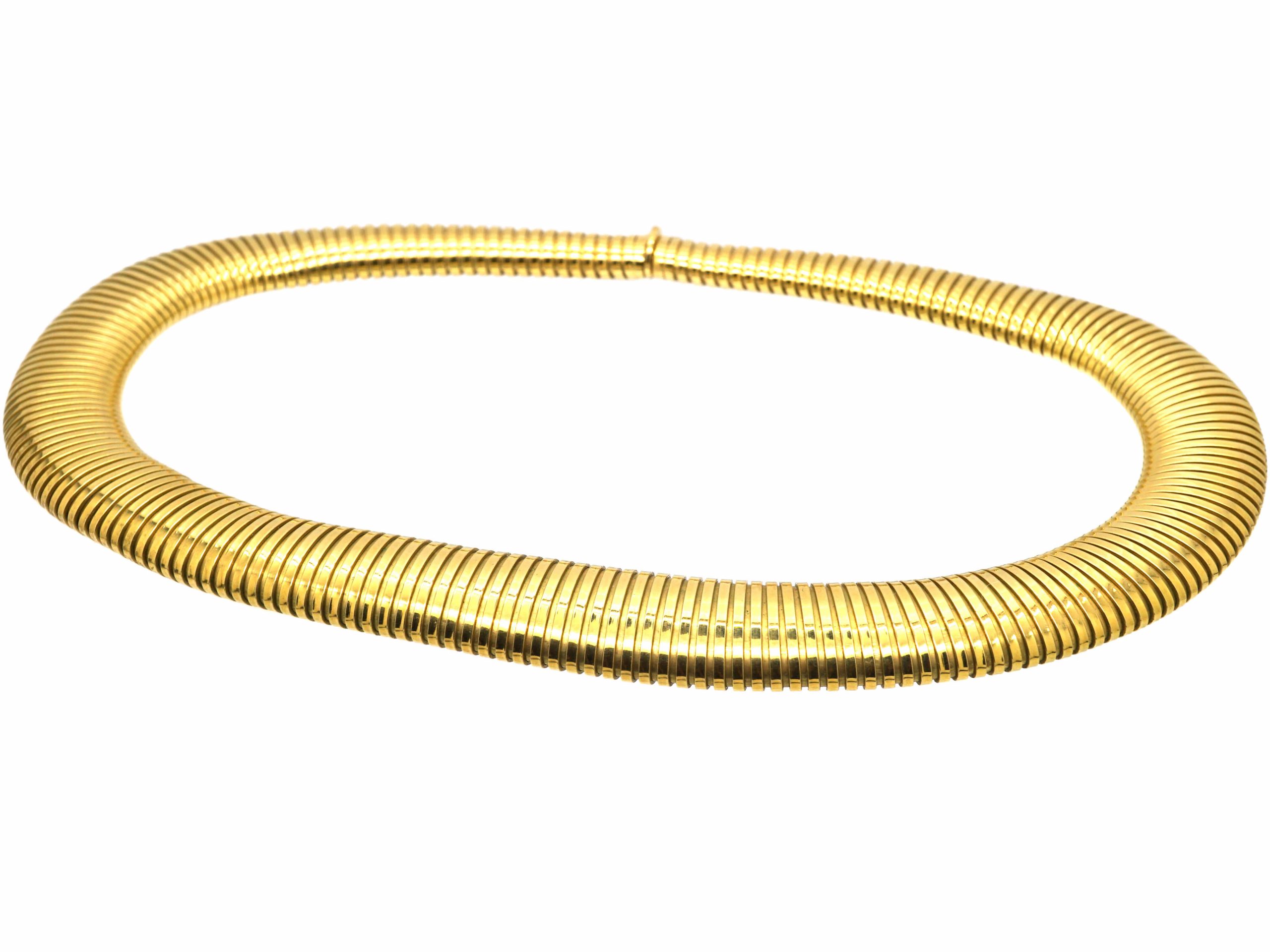 French Retro 18ct Gold Tubo-Gas Graduated Collar (904S) | The Antique ...