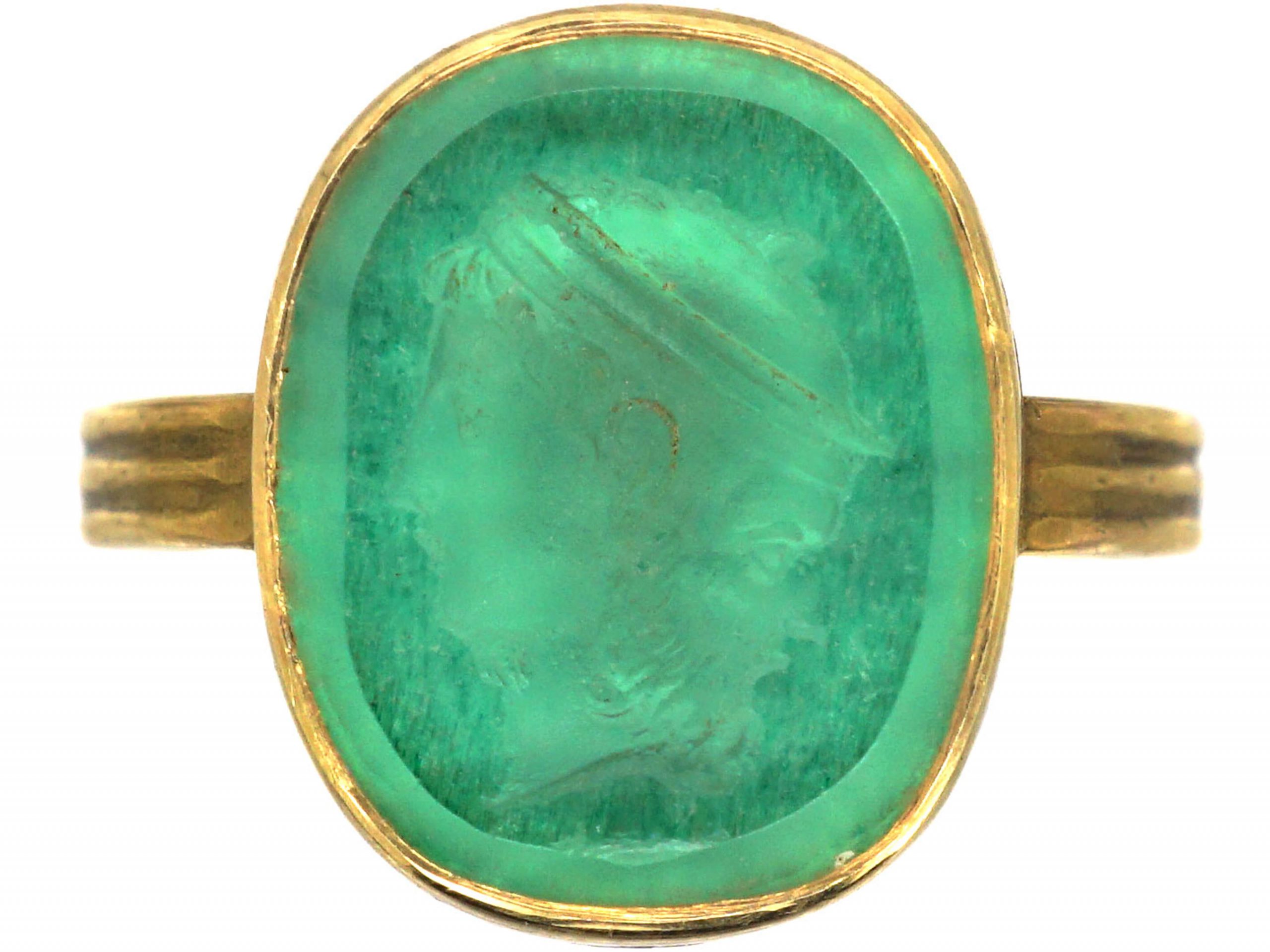 Georgian 18ct Gold Green Paste Ring with Intaglio of Janus (991S) | The ...
