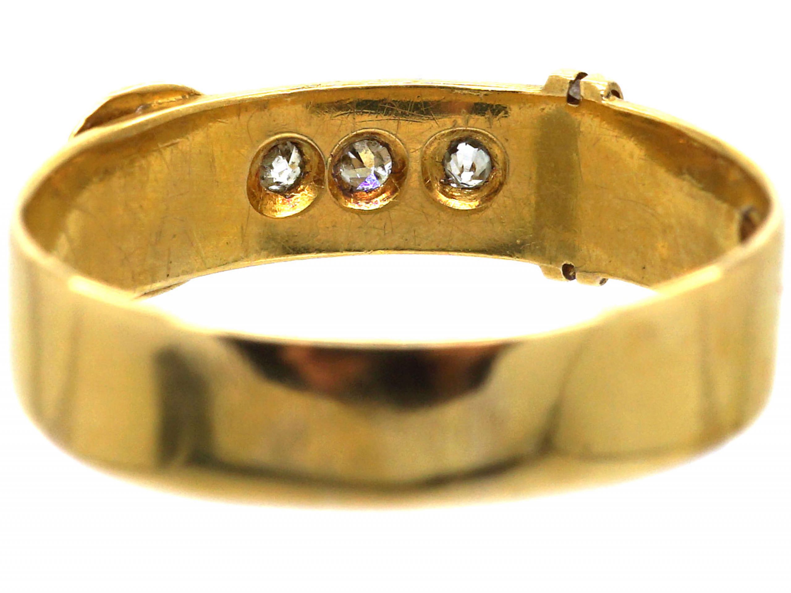 Victorian 18ct Gold Buckle Ring set with Three Diamonds (90T) | The ...