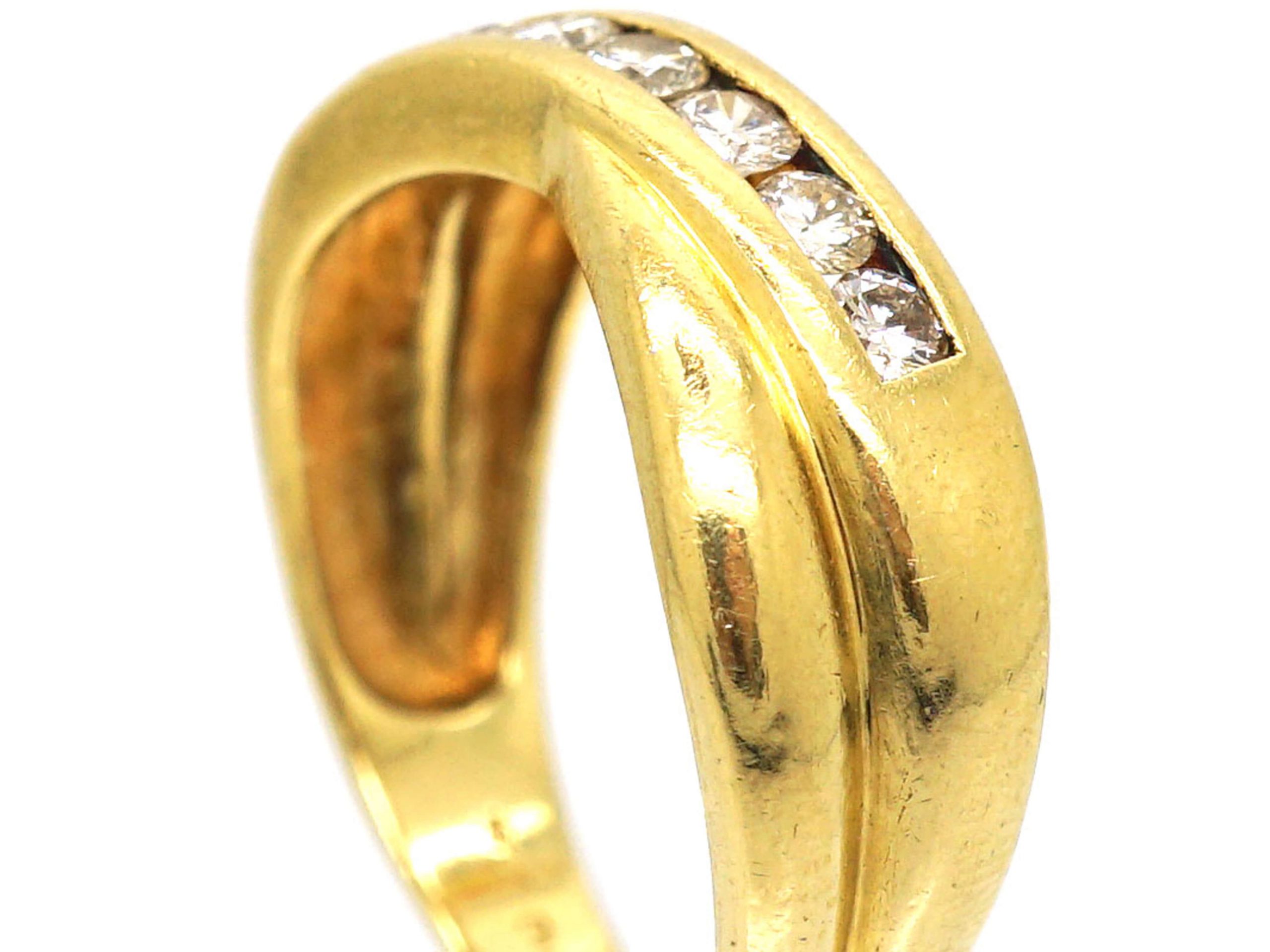18ct Gold Crossover Ring set with Diamonds (983S) | The Antique ...