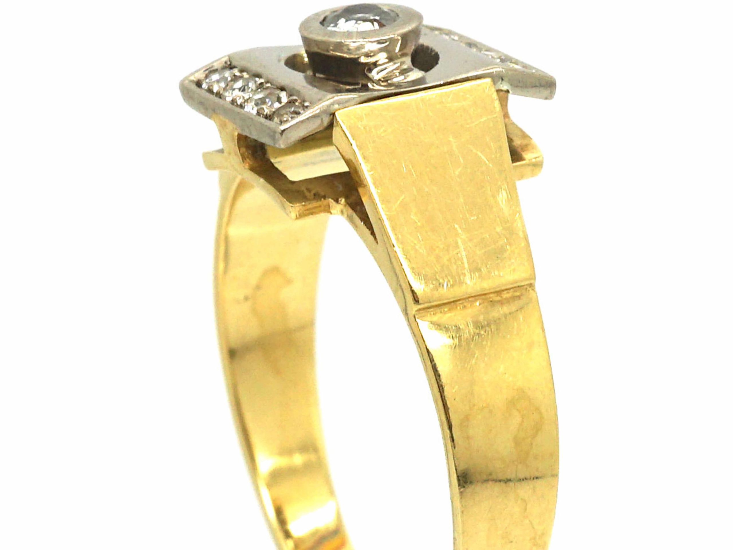 Retro 18ct White & Yellow Gold Ring set with Diamonds (986S) | The ...