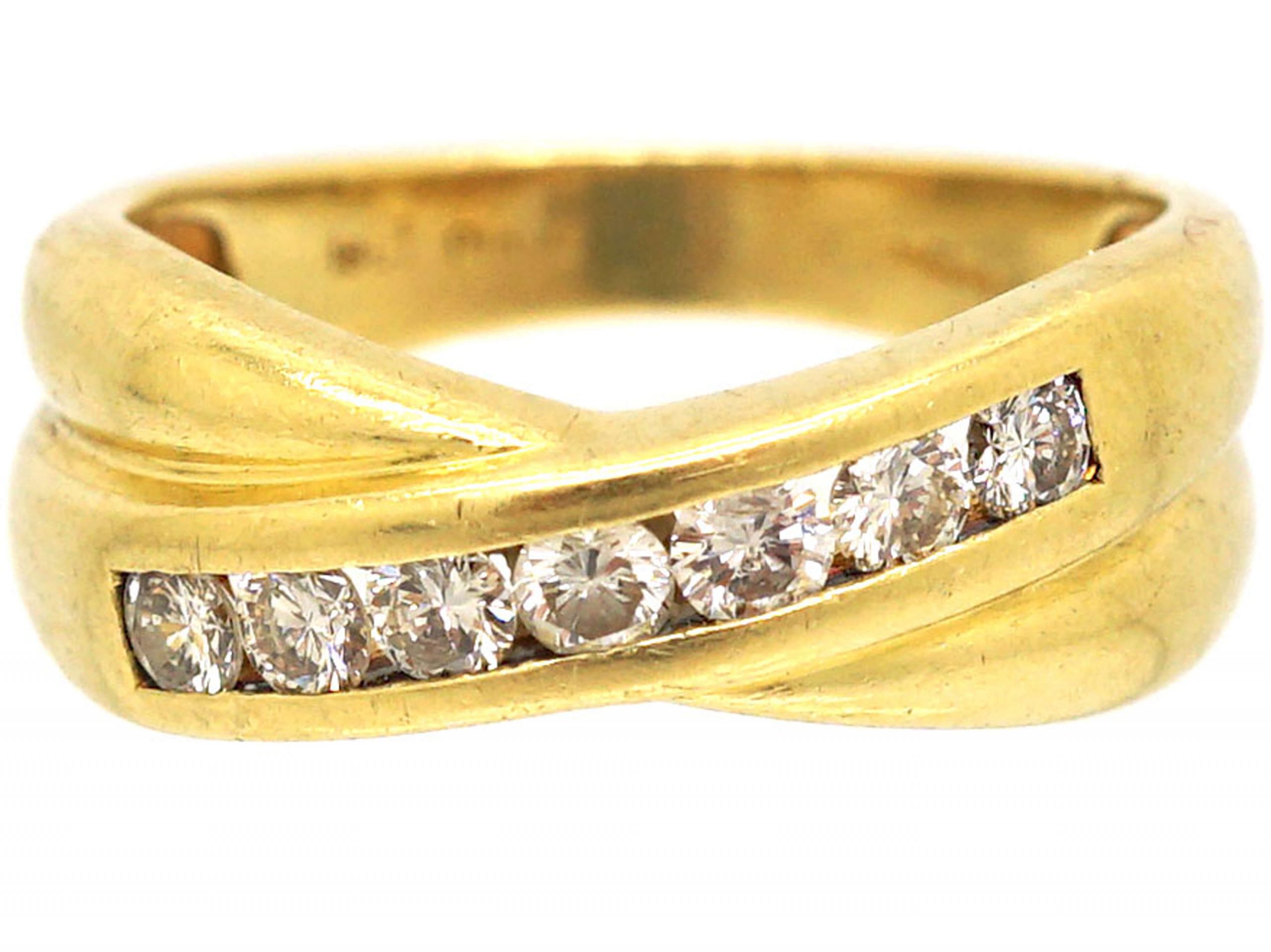 18ct Gold Crossover Ring set with Diamonds (983S) | The Antique ...