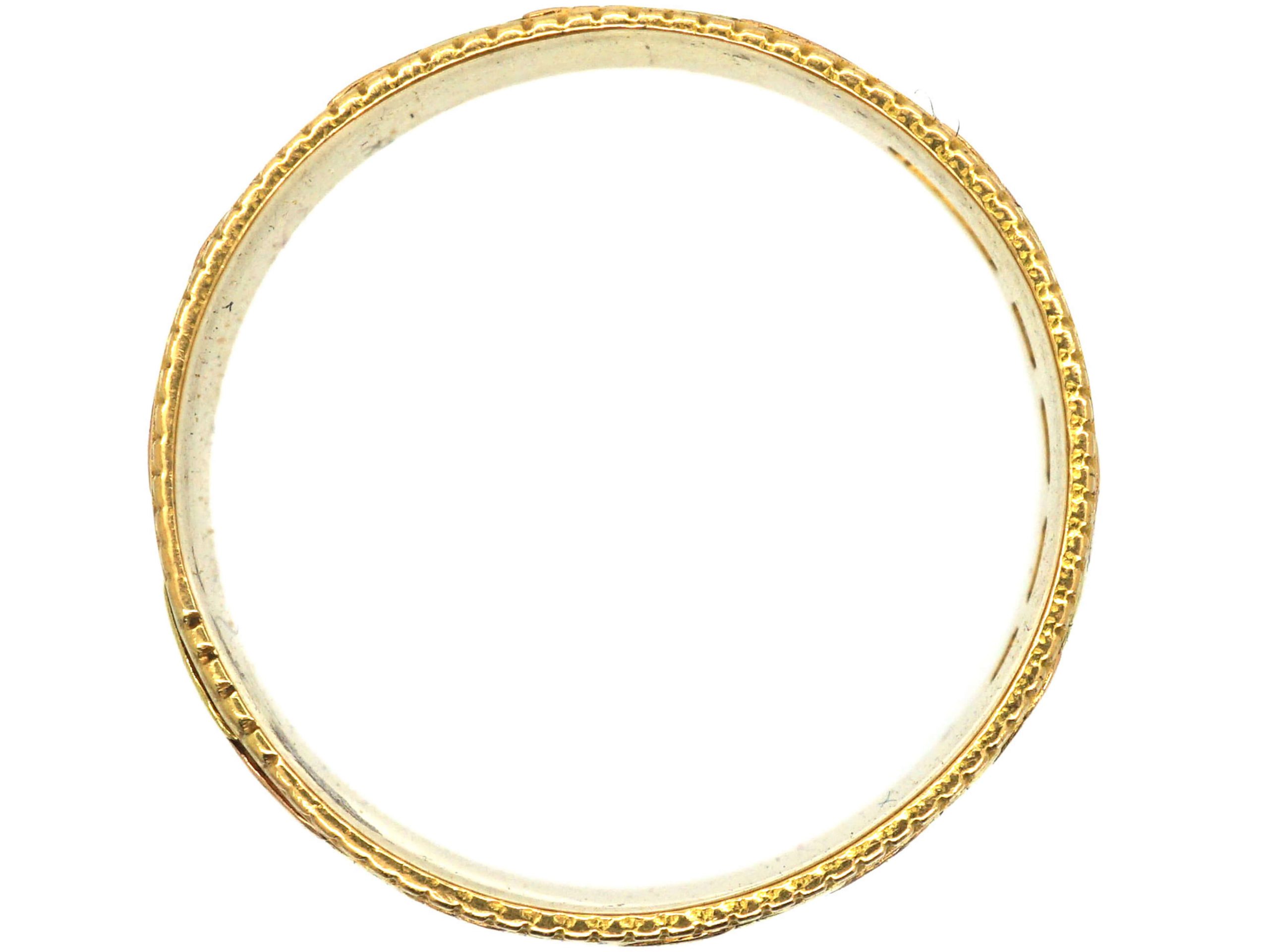 Victorian Three Colour 18ct Gold Wedding Ring with Laurel Leaf Motif ...