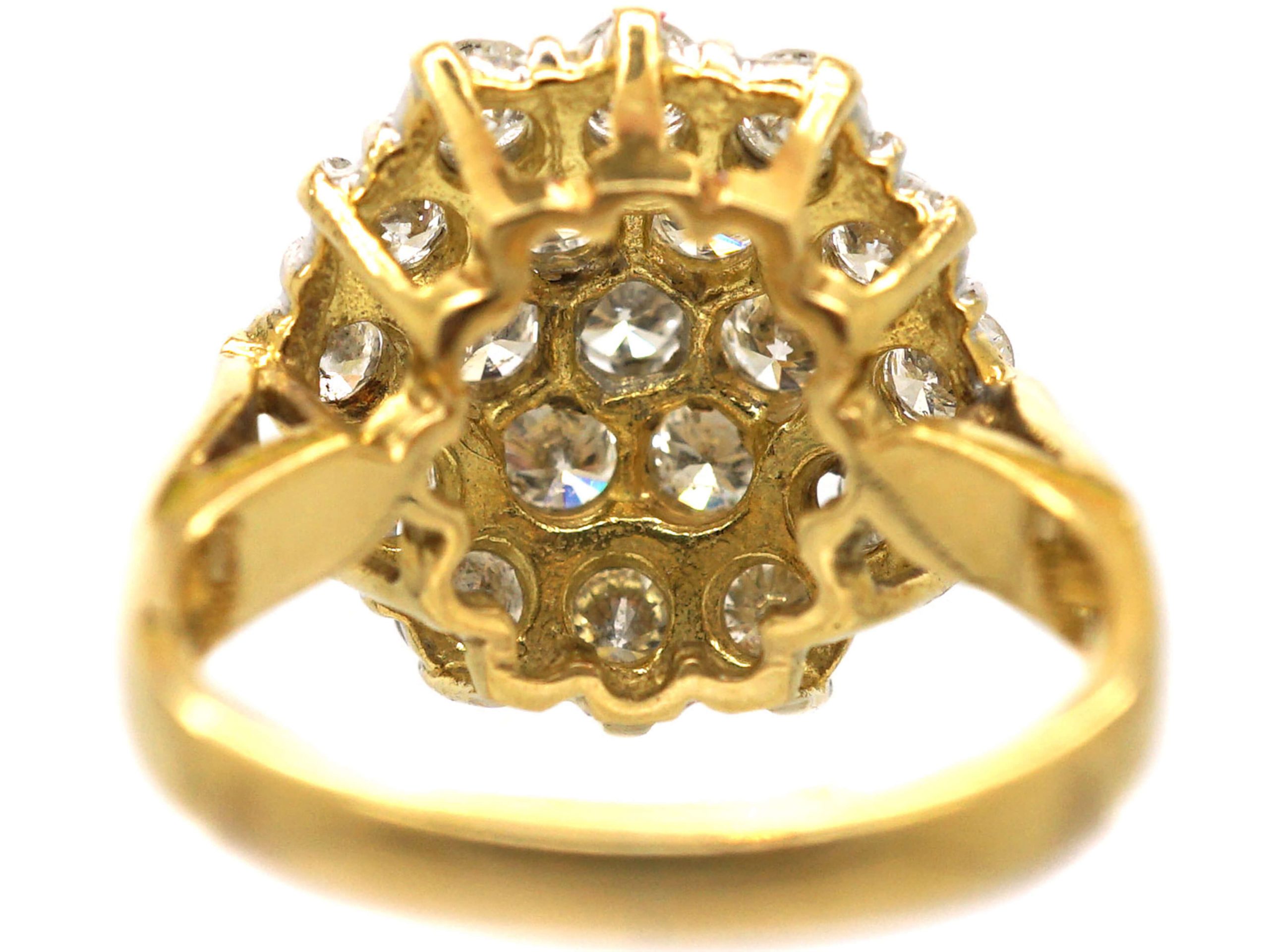 18ct Gold, Diamond Cluster Ring (980S) | The Antique Jewellery Company