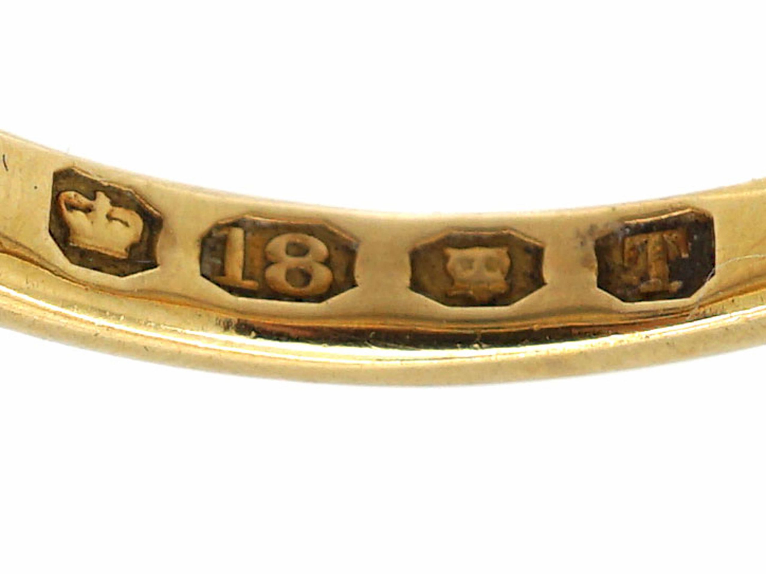 Victorian 18ct Gold Boat Shaped Ring set with Sapphires & Diamonds (67T ...