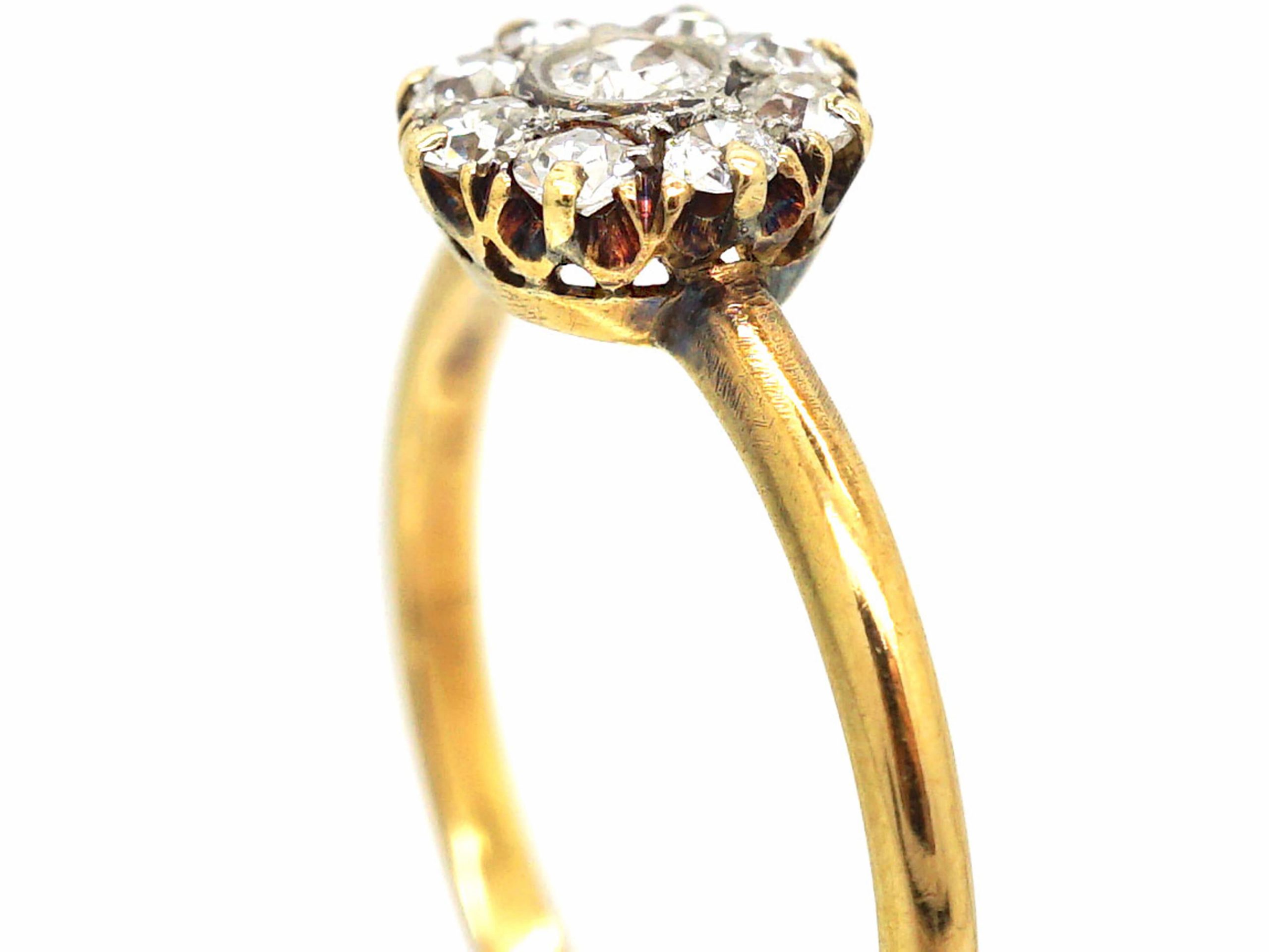 Edwardian 18ct Gold Diamond Daisy Cluster Ring (93T) | The Antique ...