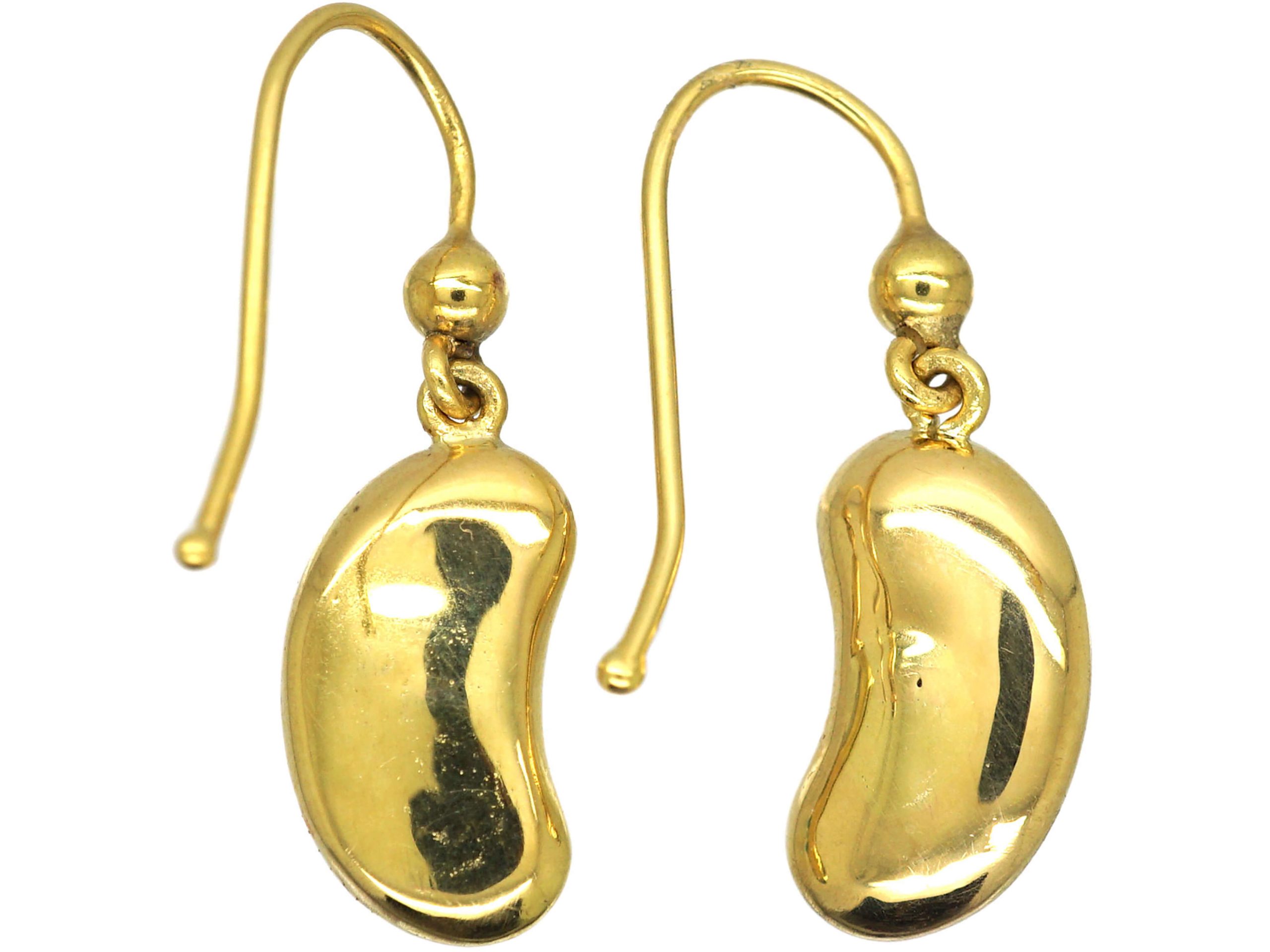 Edwardian 15ct Gold Kidney Bean Earrings set with Turquoise & Natural ...
