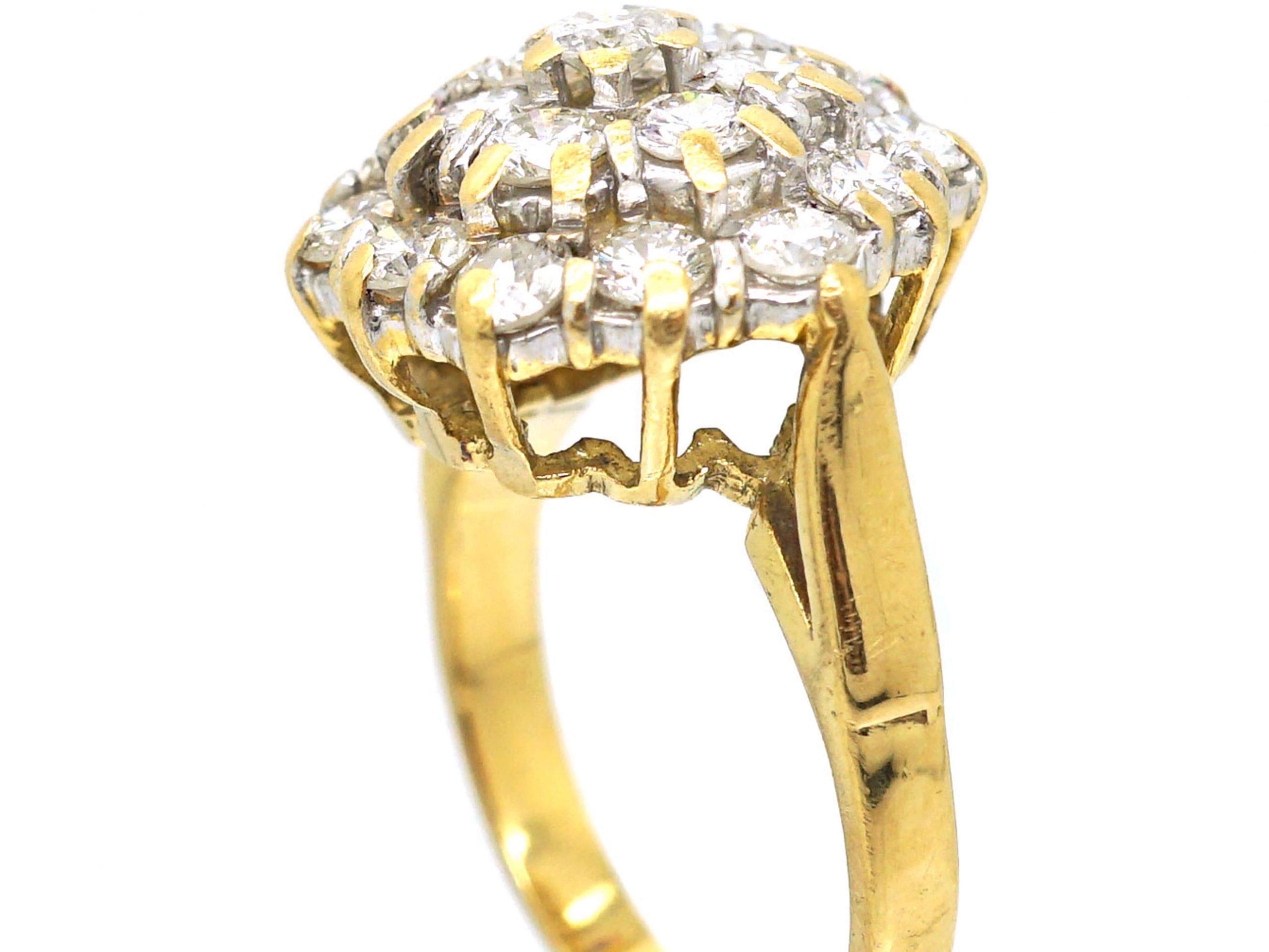 18ct Gold, Diamond Cluster Ring (980S) | The Antique Jewellery Company