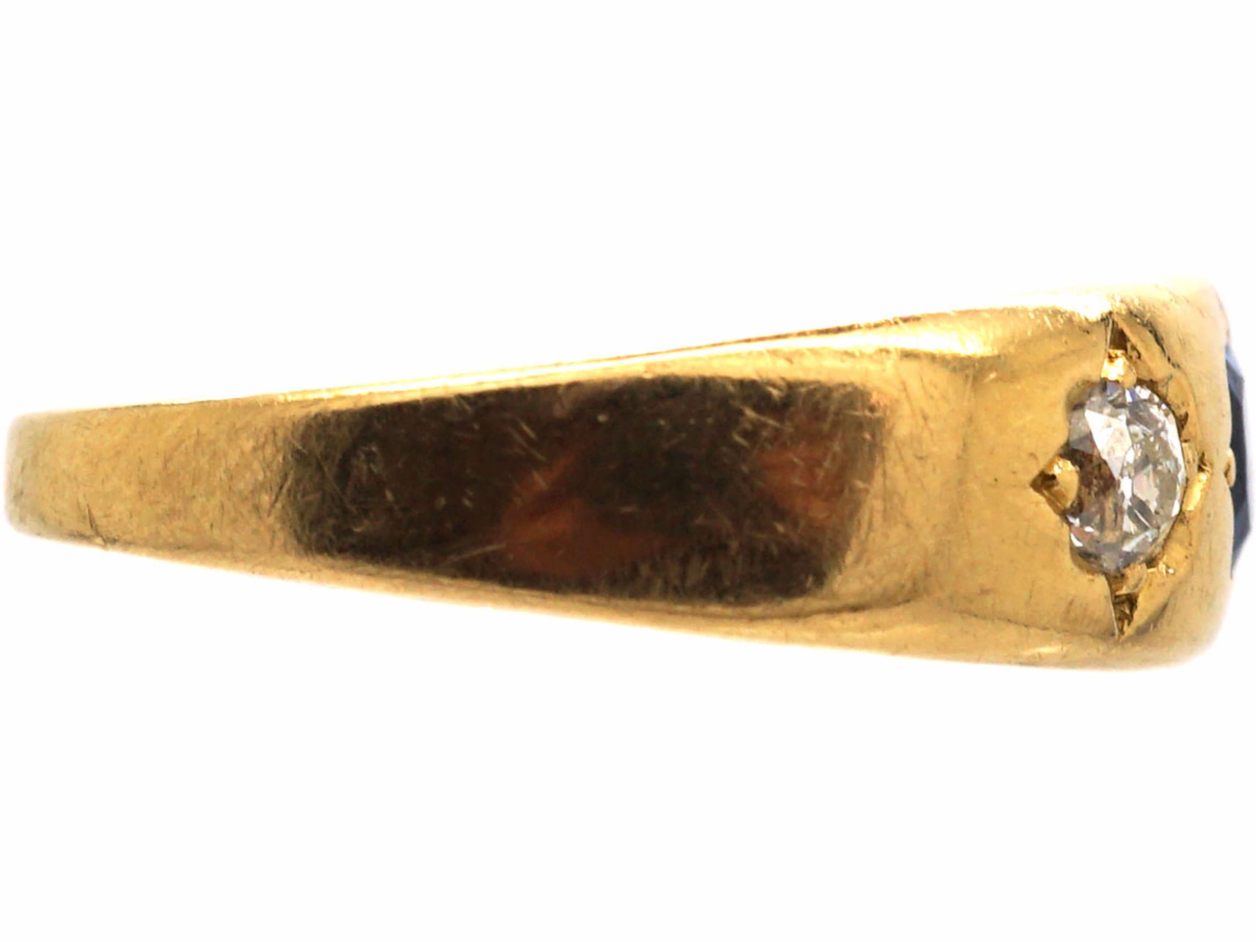 Victorian 18ct Gold Sapphire & Diamond Gypsy Ring (267T) | The Antique ...