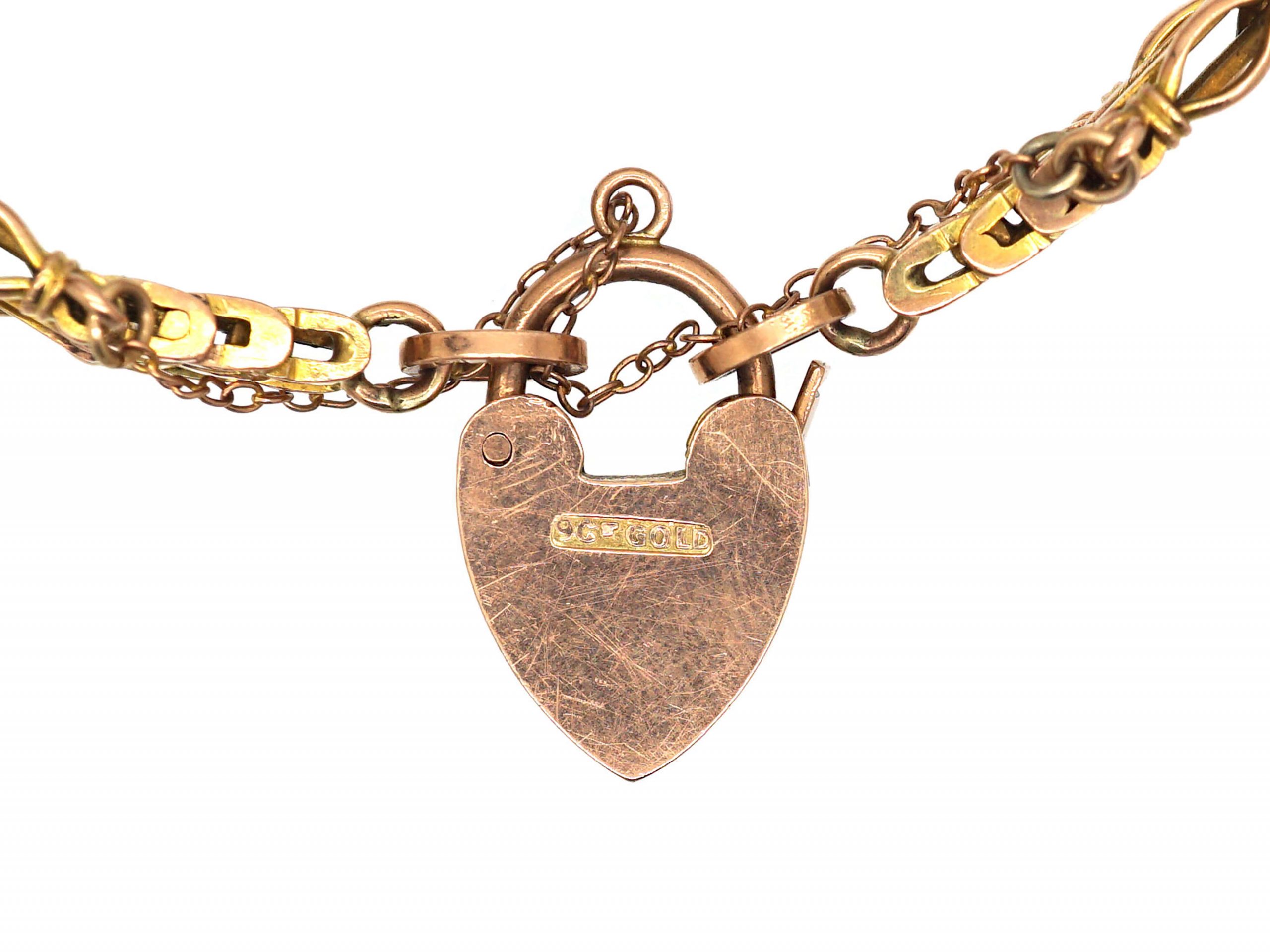 Edwardian 9ct Gold Gate Bracelet with Padlock (636S) | The Antique ...