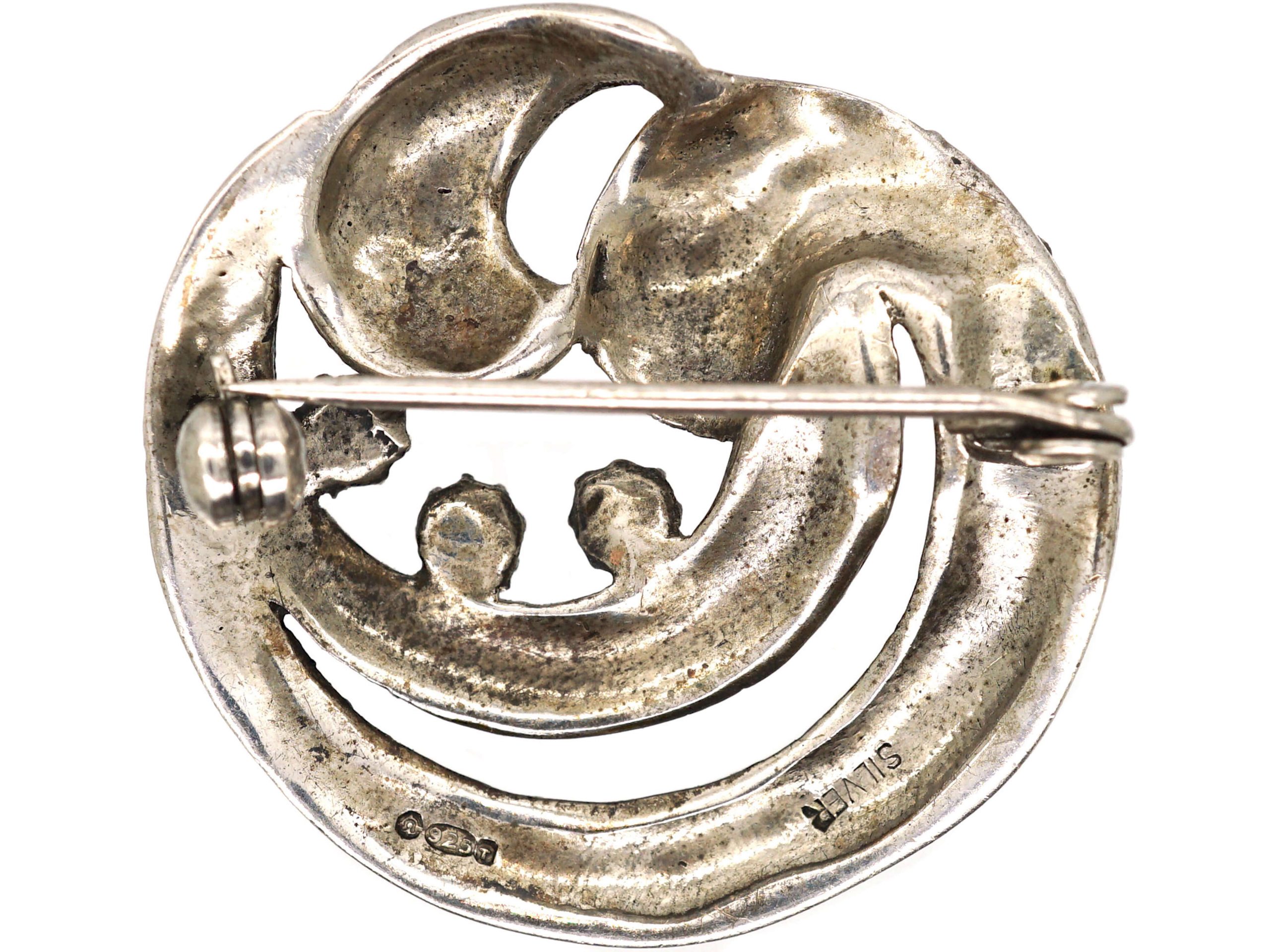 Retro Silver & Marcasite Swirl Brooch (102T) | The Antique Jewellery ...