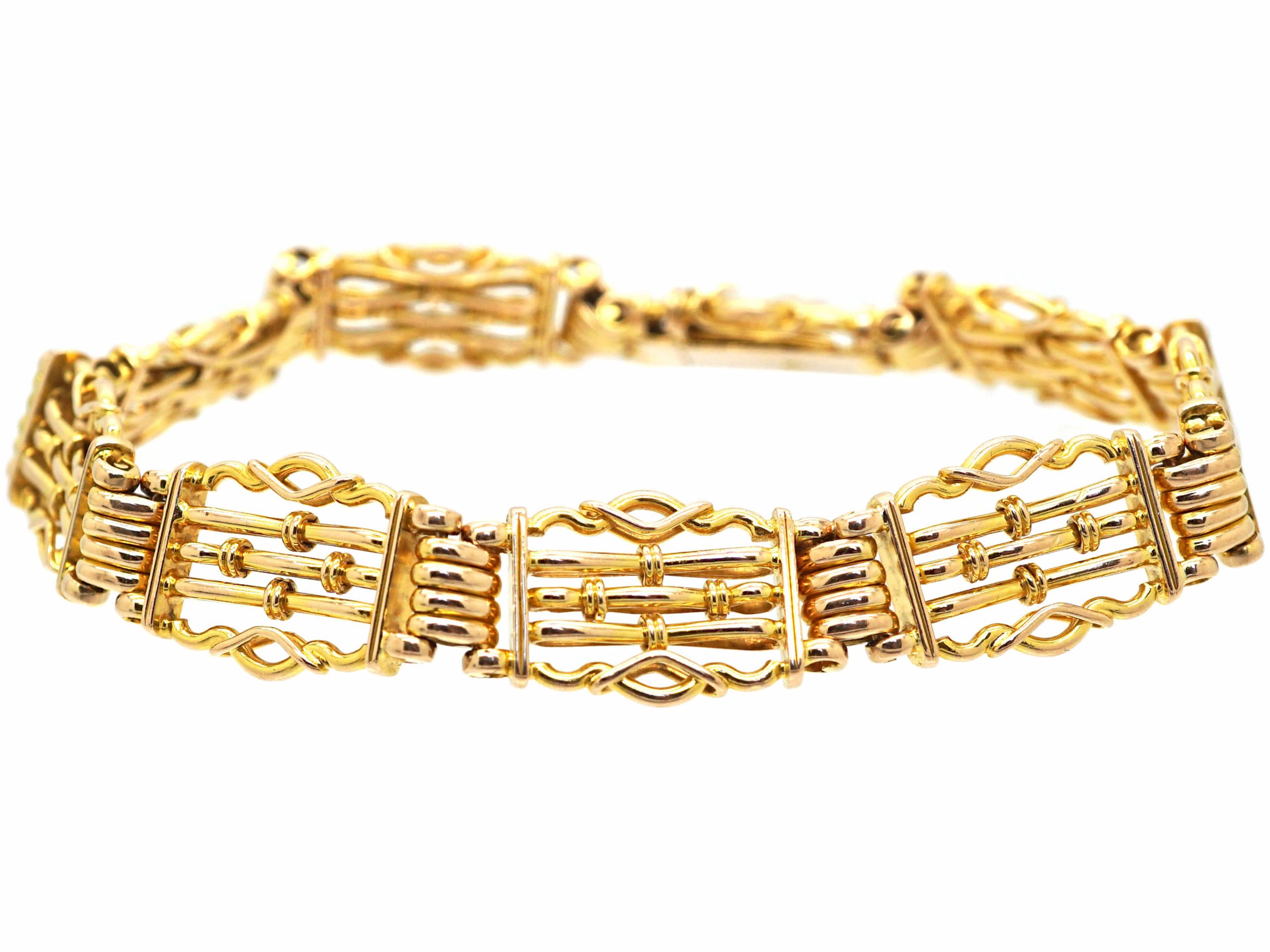 Edwardian 15ct Gold Ornate Gate Bracelet (200T) | The Antique Jewellery ...