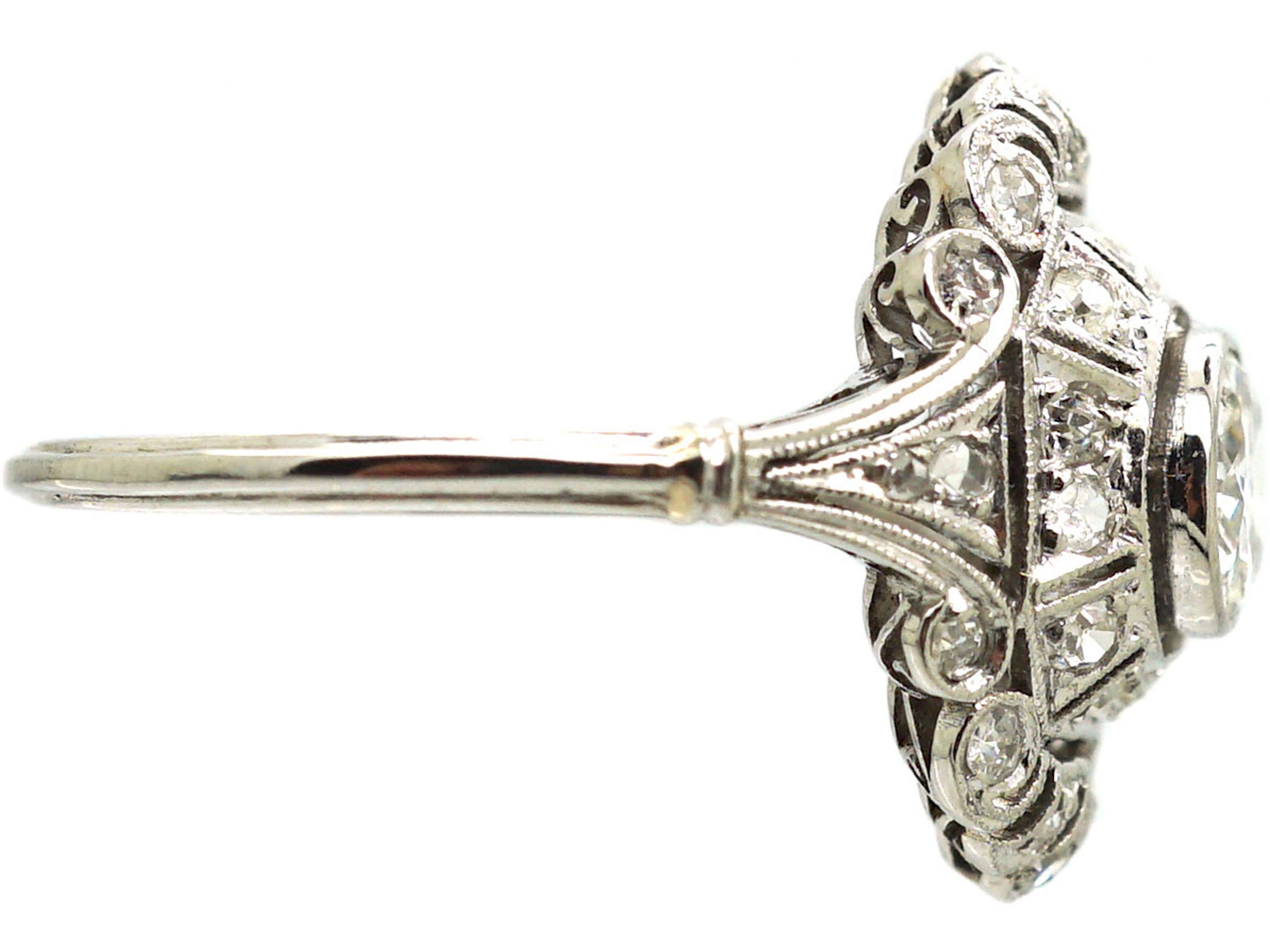 Art Deco Platinum & Diamond Ornate Ring (178T) | The Antique Jewellery ...