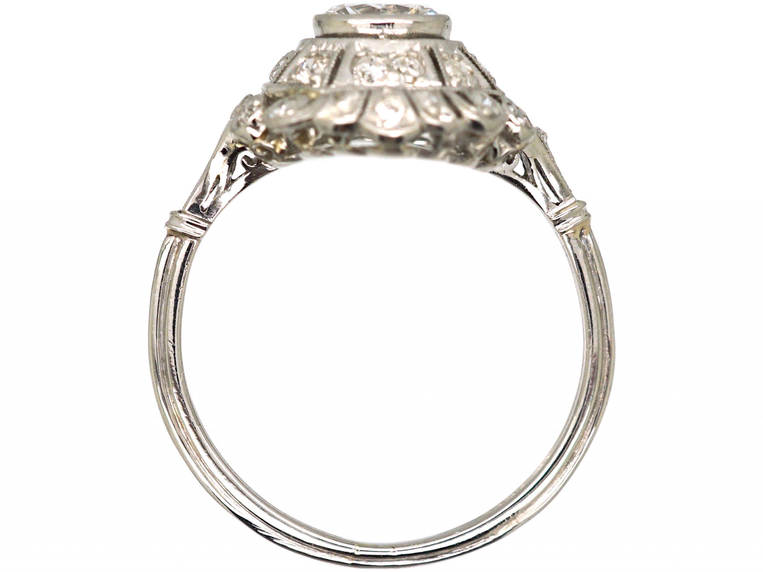 Art Deco Platinum & Diamond Ornate Ring (178T) | The Antique Jewellery ...