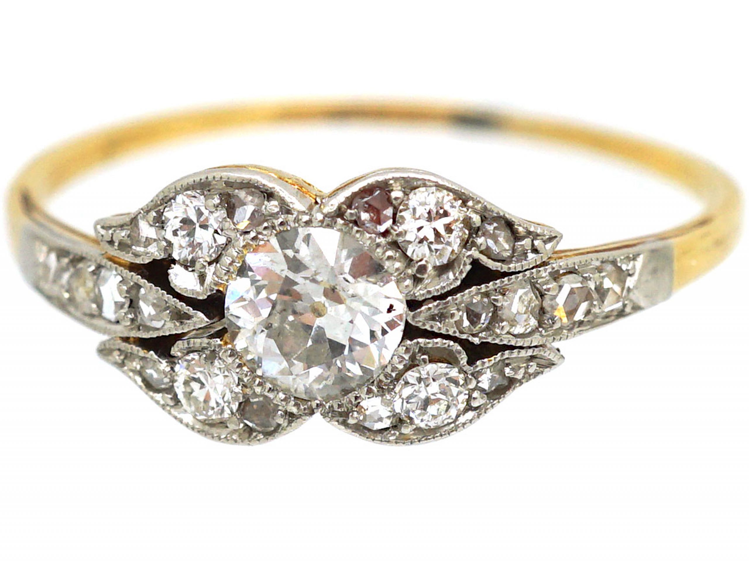 Art Deco Platinum, Ribbon Design Diamond Ring (191T) | The Antique ...