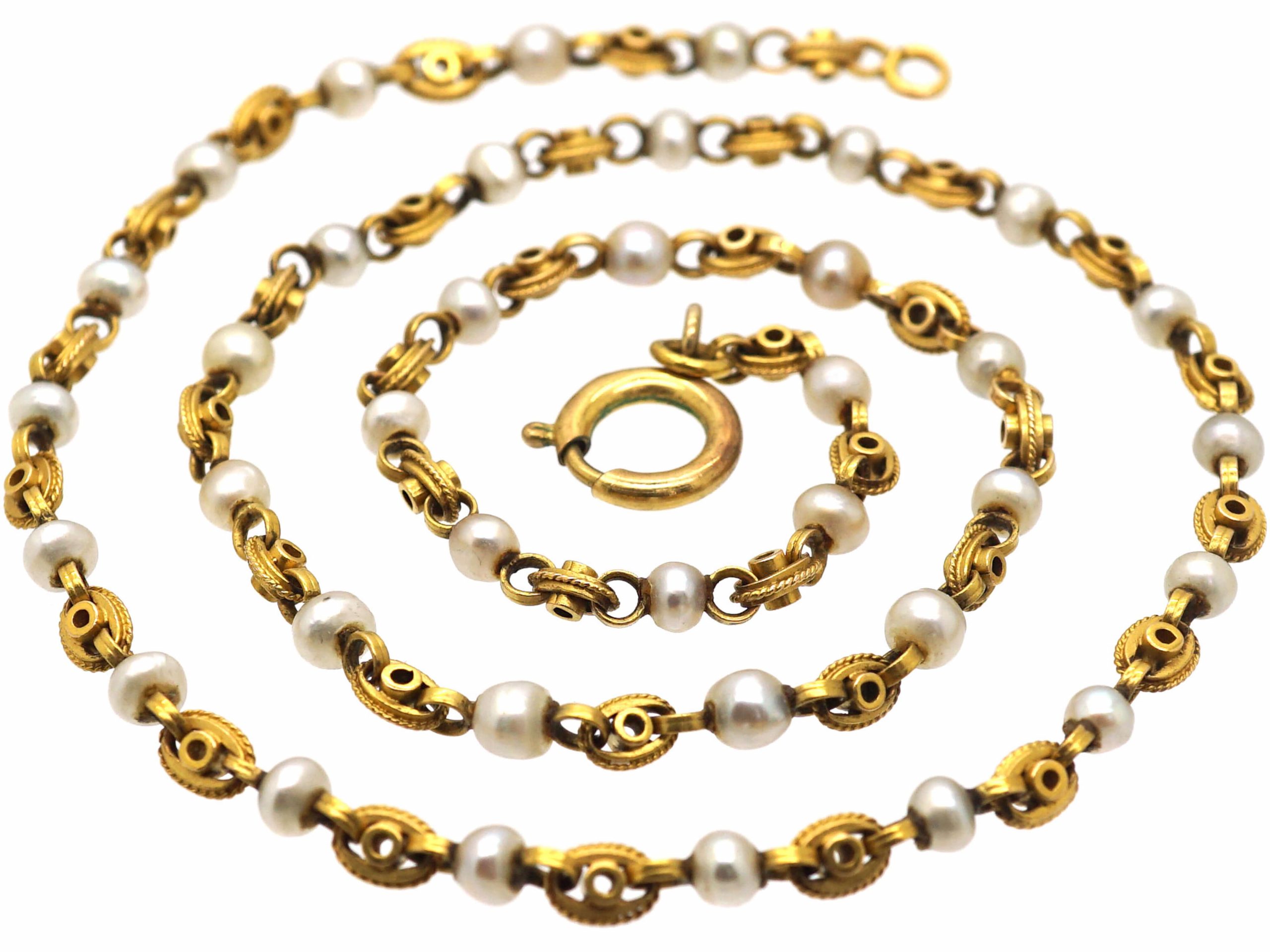 Victorian 18ct Gold & Natural Pearl Chain (10T) | The Antique Jewellery ...