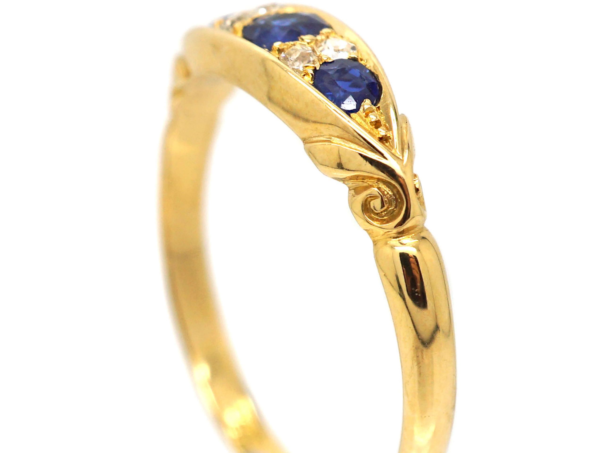 Victorian 18ct Gold, Sapphire & Diamond Boat Shaped Ring (271T) | The ...
