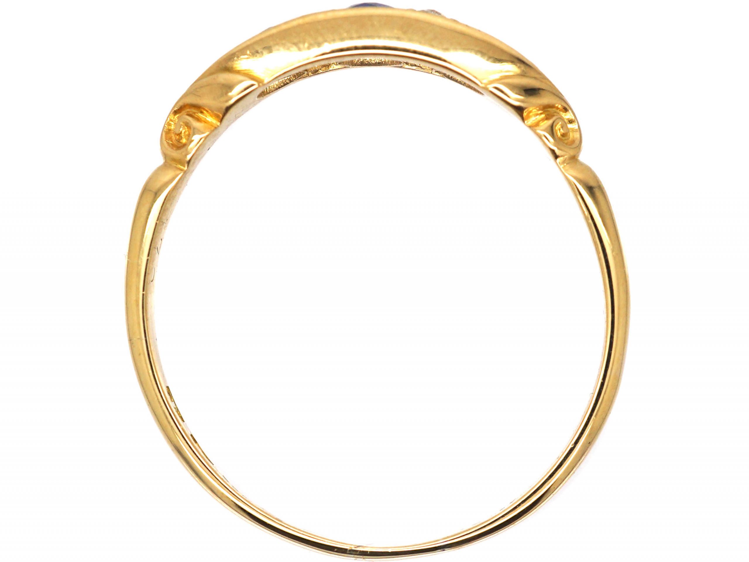 Victorian 18ct Gold, Sapphire & Diamond Boat Shaped Ring (271T) | The ...