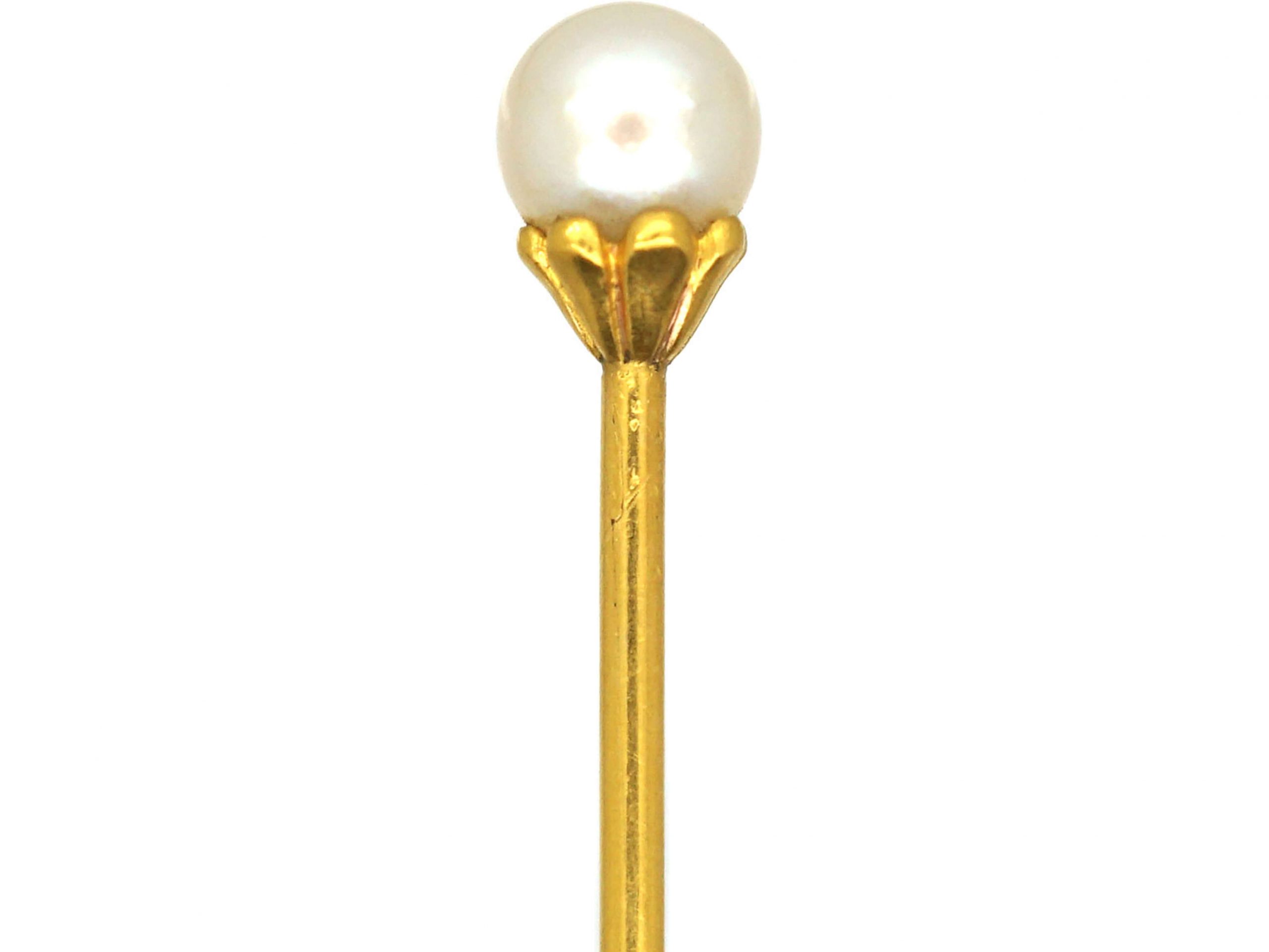Edwardian 18ct Gold Tie Pin set with a Natural Pearl (328T) | The ...