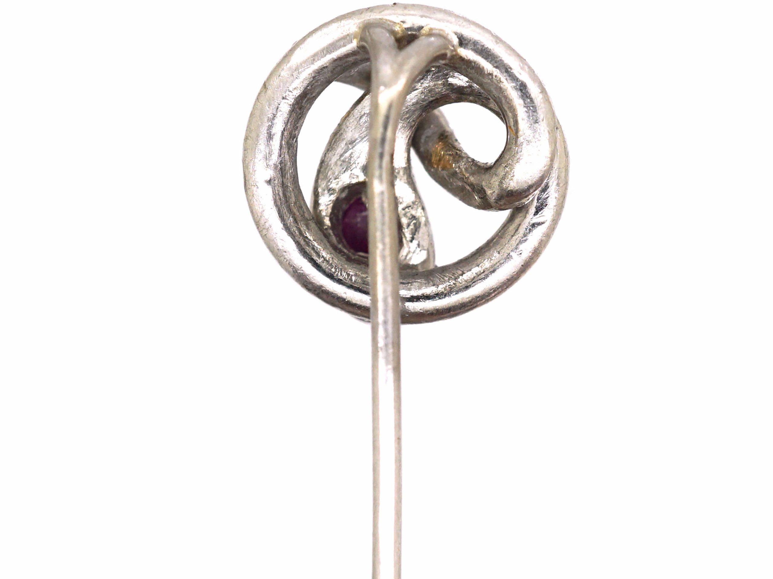 Edwardian Platinum Snake Tie Pin set with a Ruby (331T) | The Antique ...