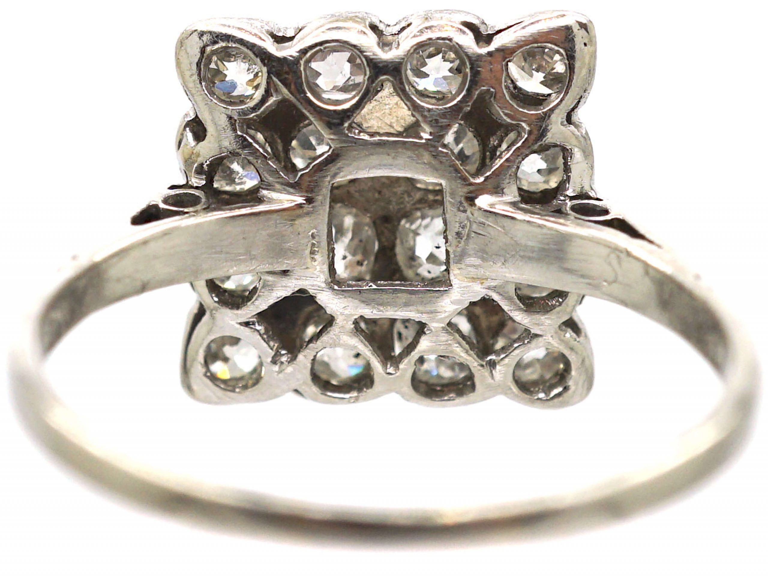 Art Deco Platinum & Diamond Square Ring (290T) | The Antique Jewellery ...